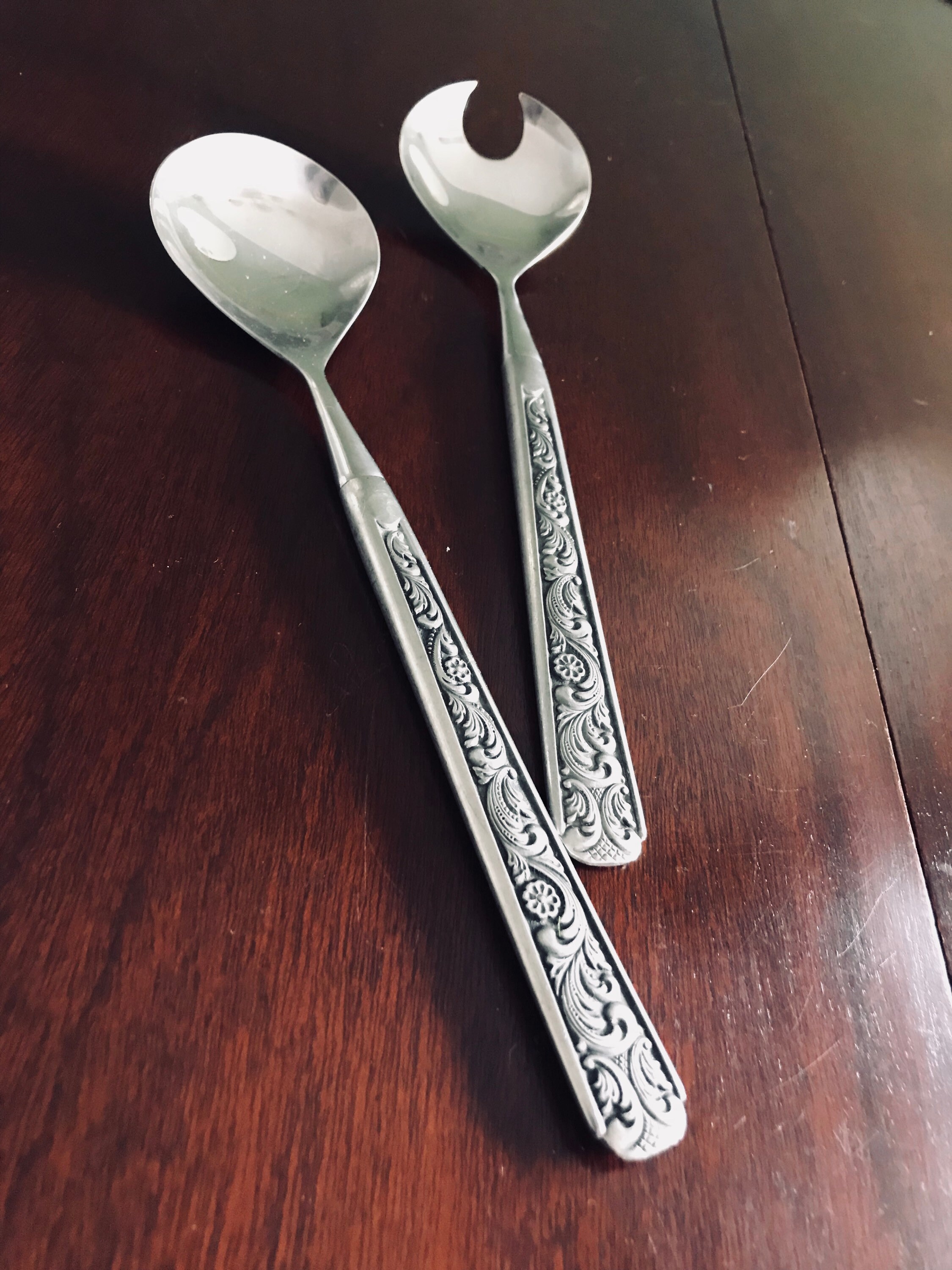 Pewter Salad serving set, Mid Century Scandinavia Pewter Serving set ...