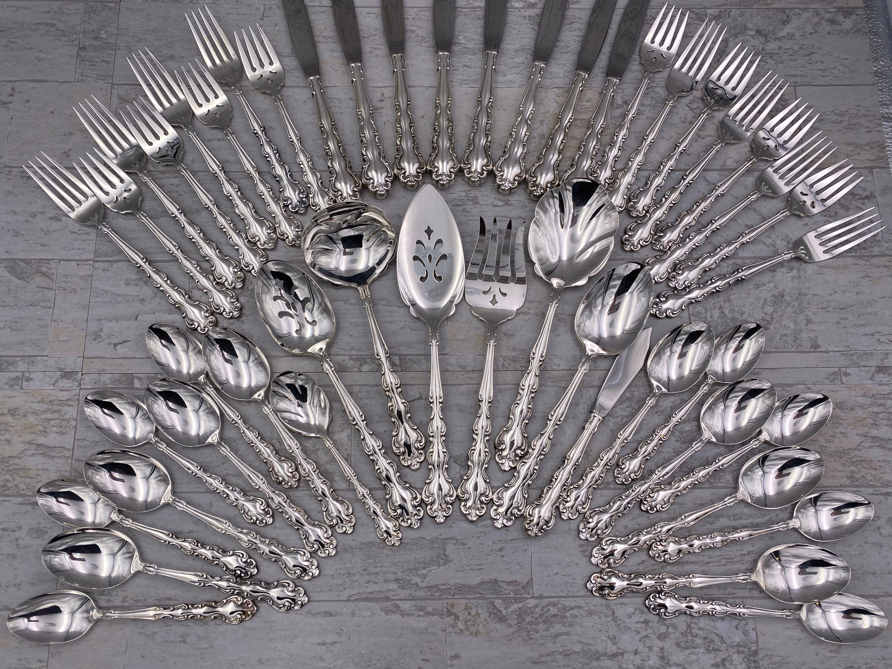 Vintage Silverware Set Oneida Community Modern Baroque Flatware Service ...