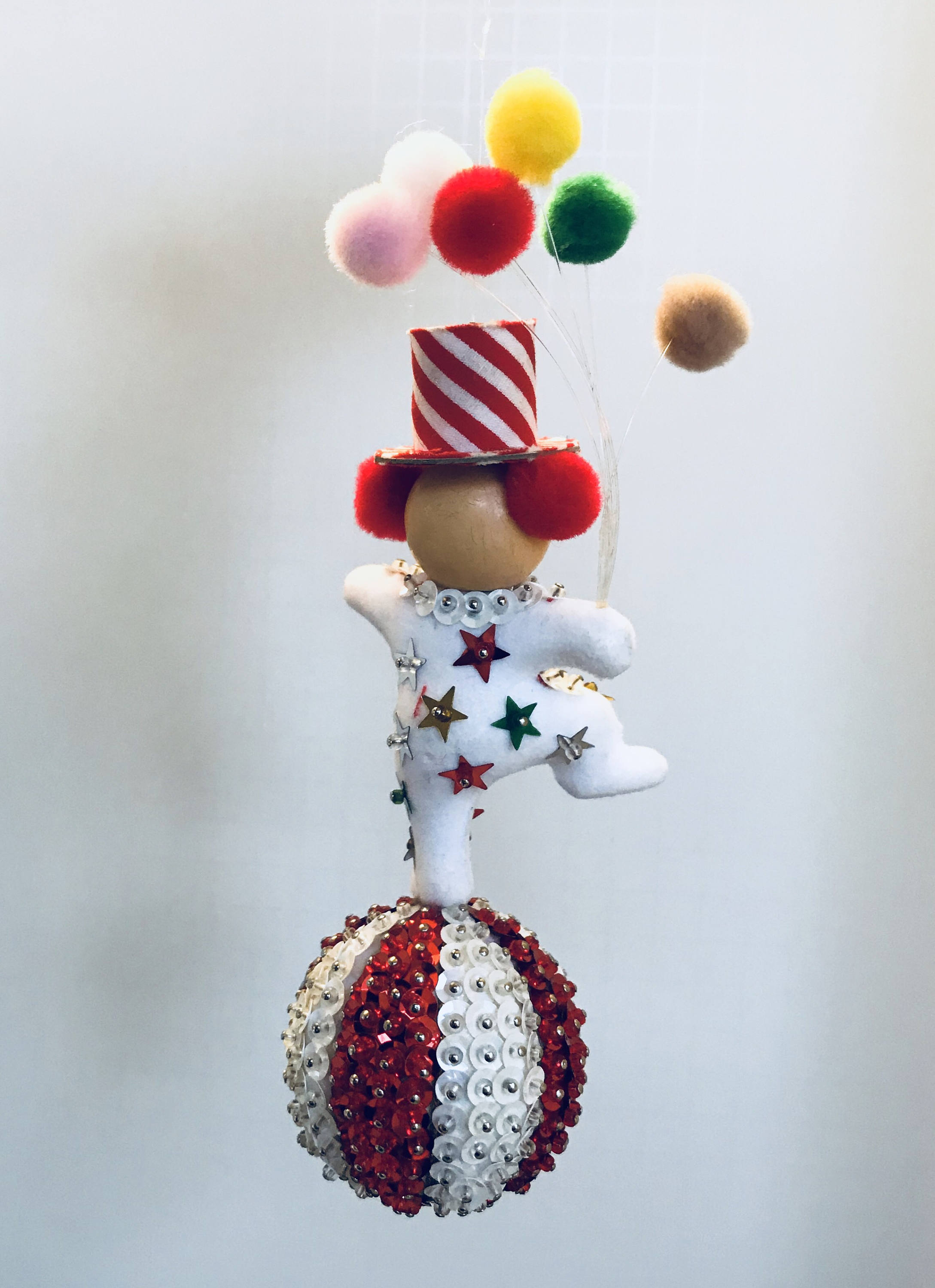 Vintage Clown Ornament, Sequined Beaded Circus Clown ornament, red ...