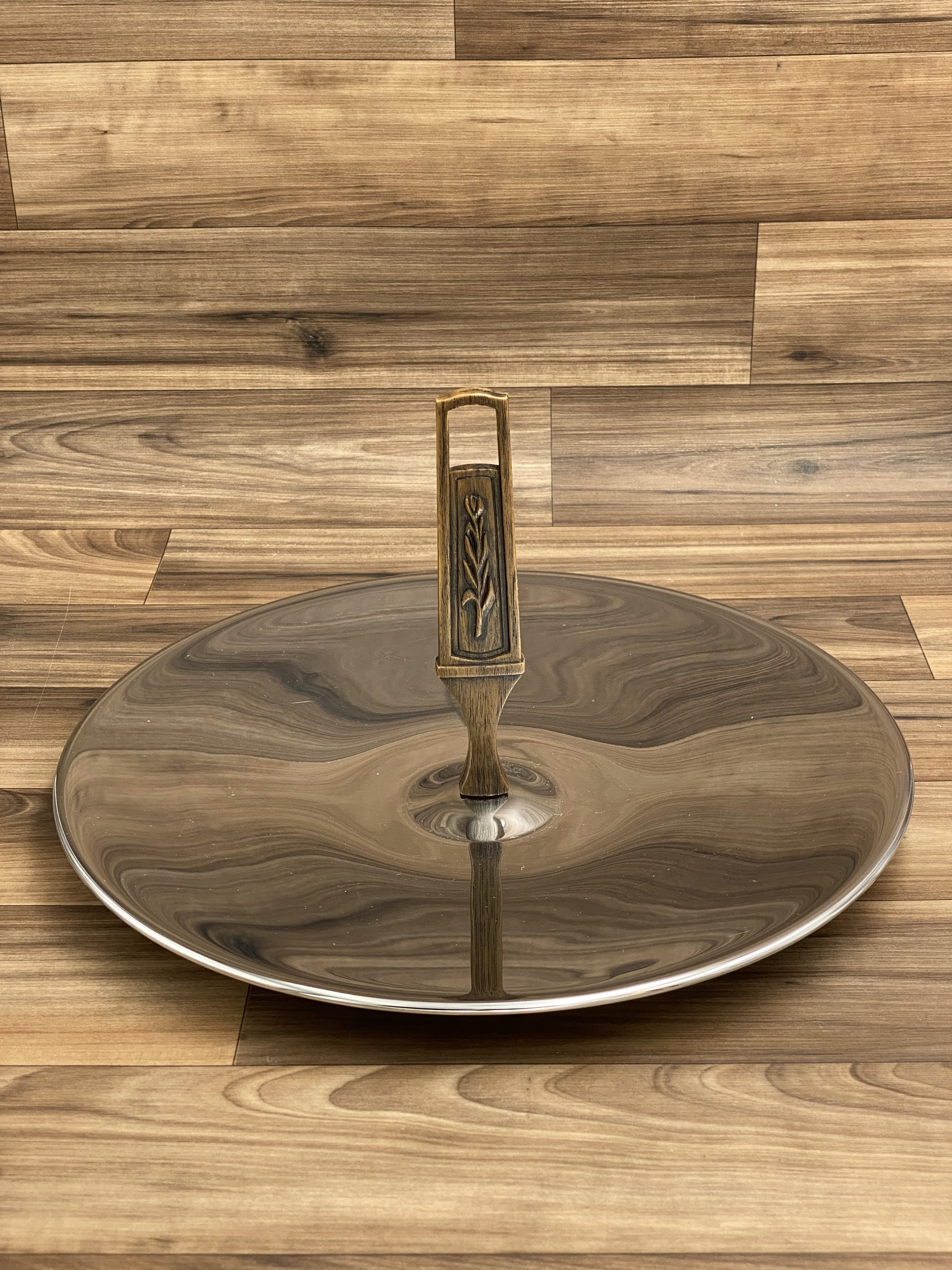 Vintage Kromex Serving Tray, Mid Century Chrome Tray, large Wood ...