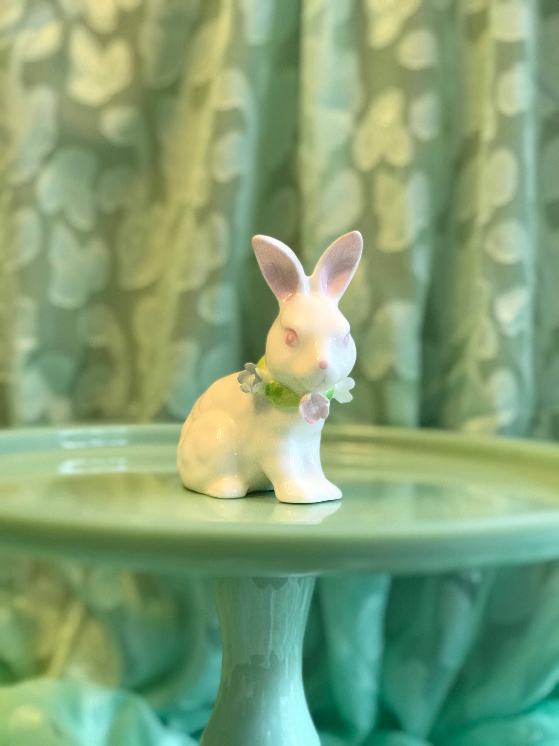 Porcelain Bunny Figurine, Figural white Bunny, Porcelain Easter Bunny ...