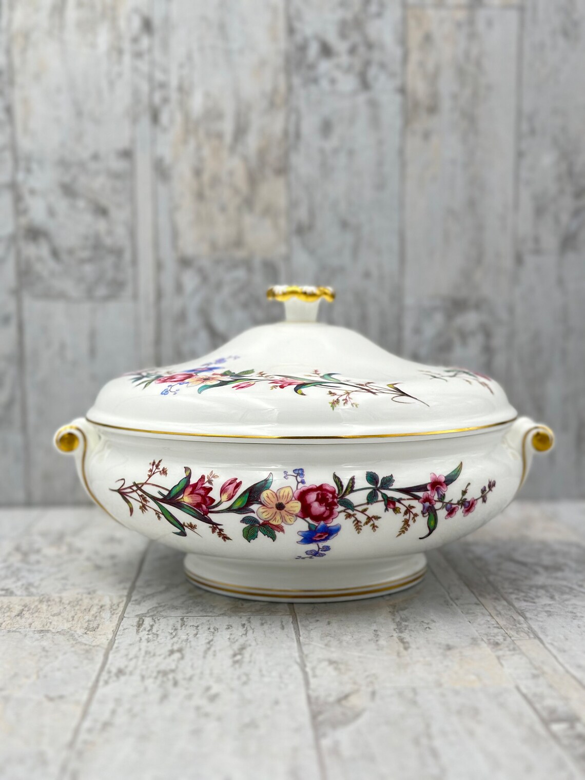 Vintage Wedgewood Round Covered Vegetable Dish, Devon Spray Pattern ...