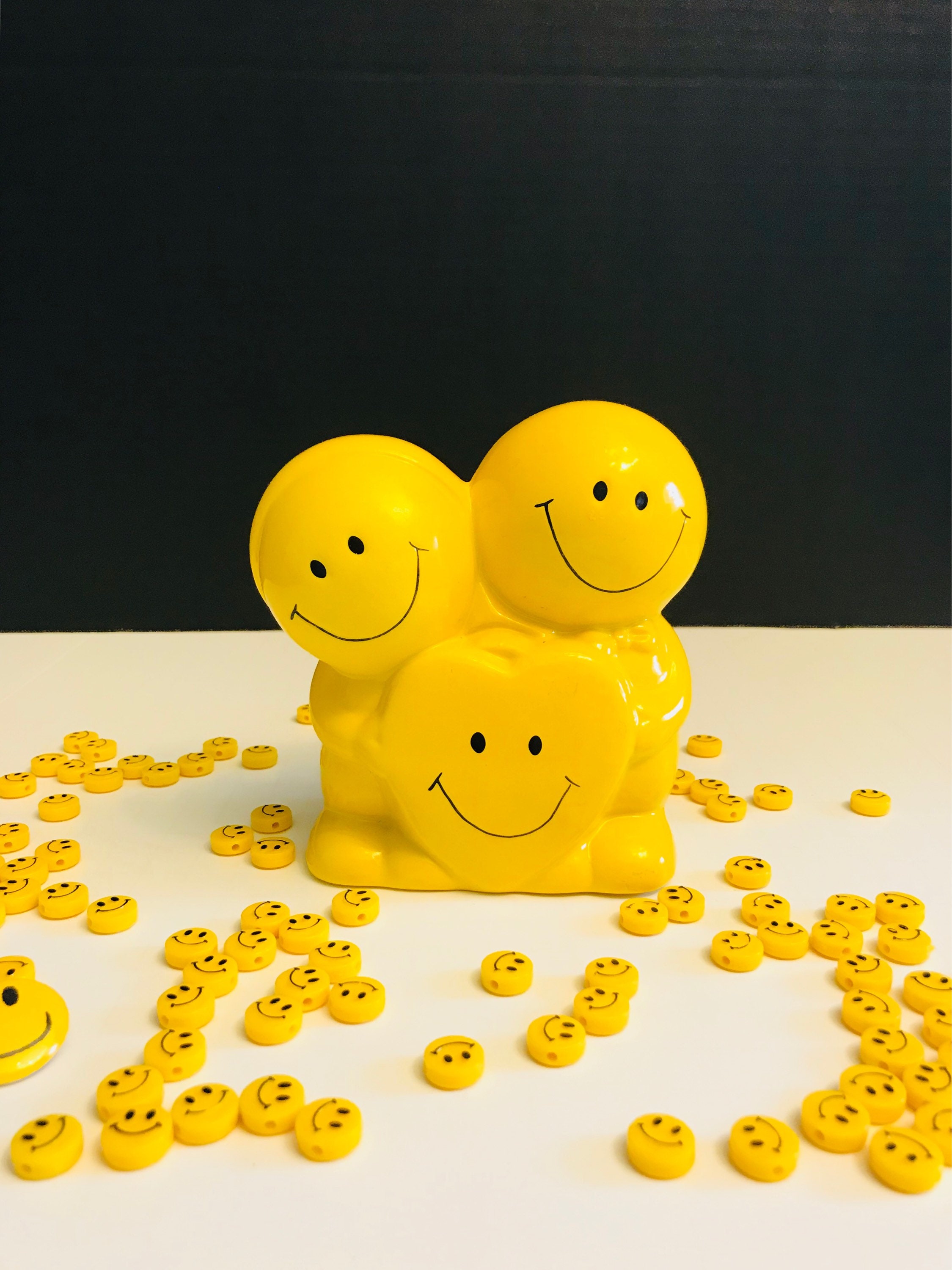 Smiley Faces Bank, Vintage smiley face couple coin bank, Ceramic bank ...