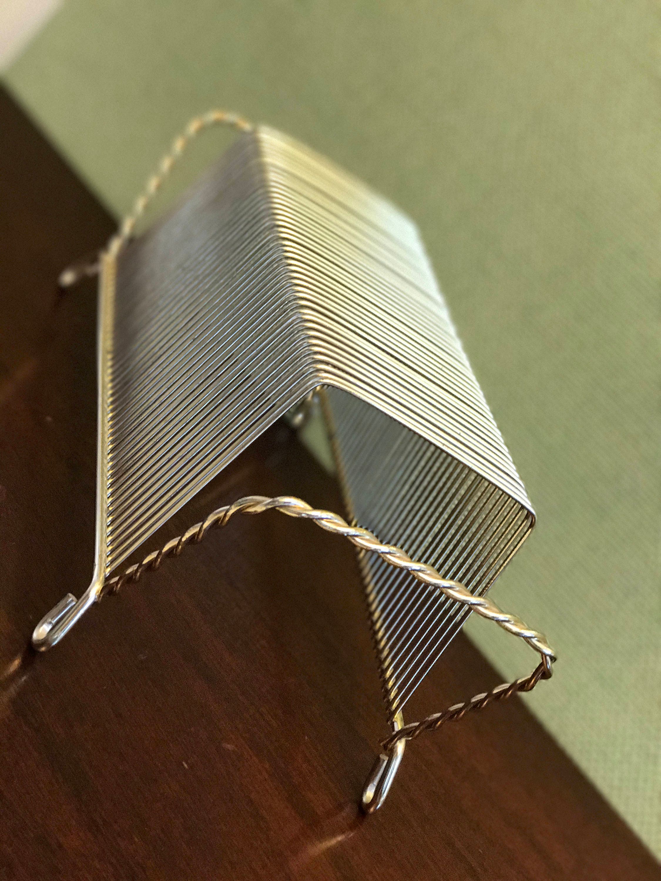 Mid Century Record Stand, Gold wire record organizer, Vintage 45 RPM ...