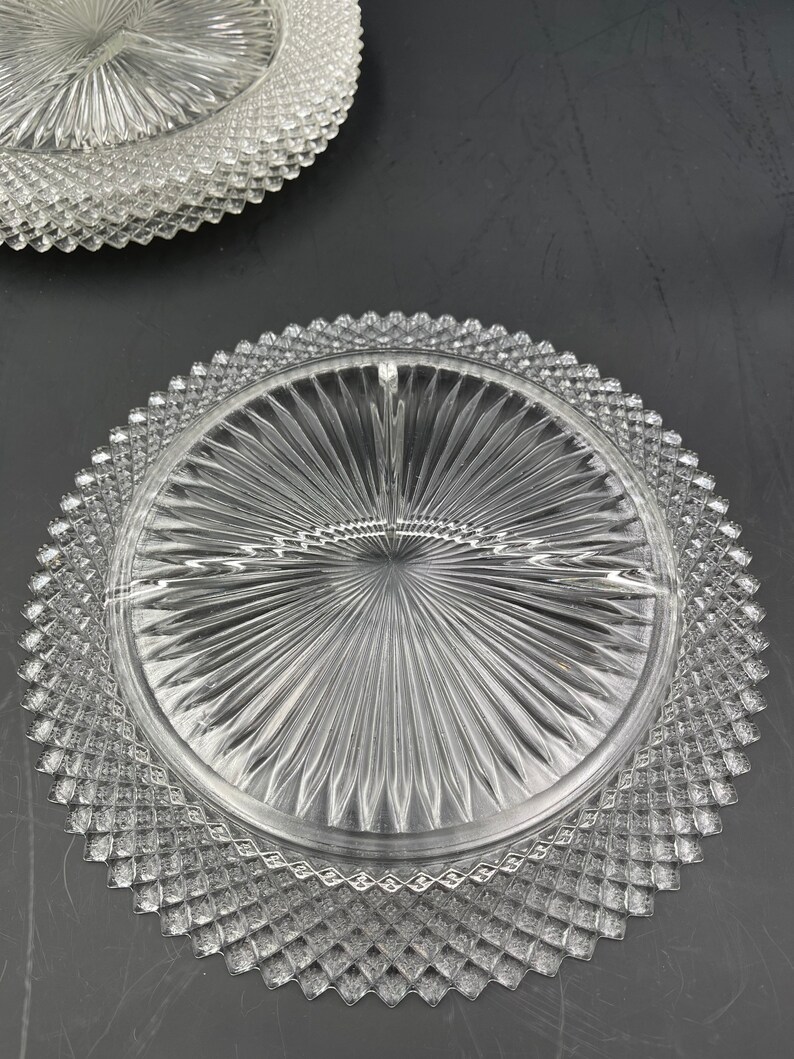 Vintage Diamond Point Grill Plate Glass Dinnerware Indiana - Etsy