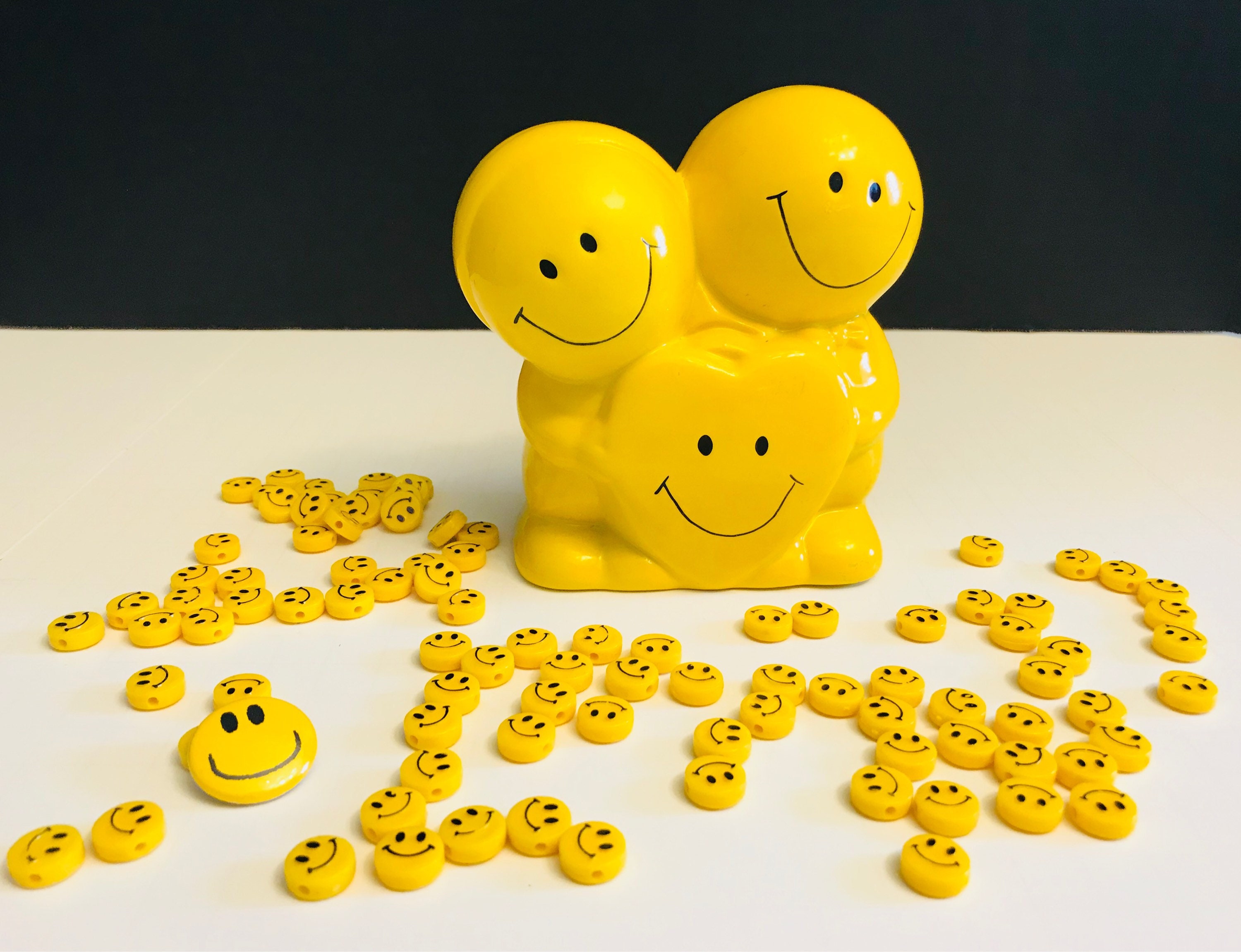 Smiley Faces Bank, Vintage smiley face couple coin bank, Ceramic bank ...