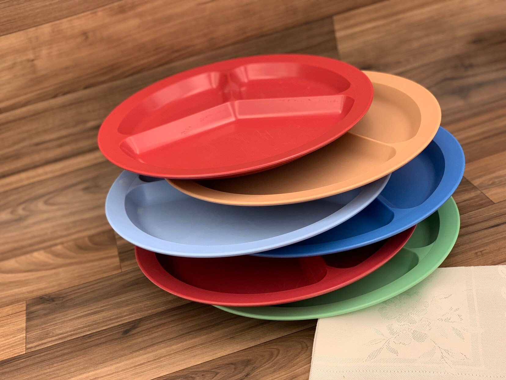 Vintage Melmac divided Plates, Plastic Plate set, Western Plastics ...