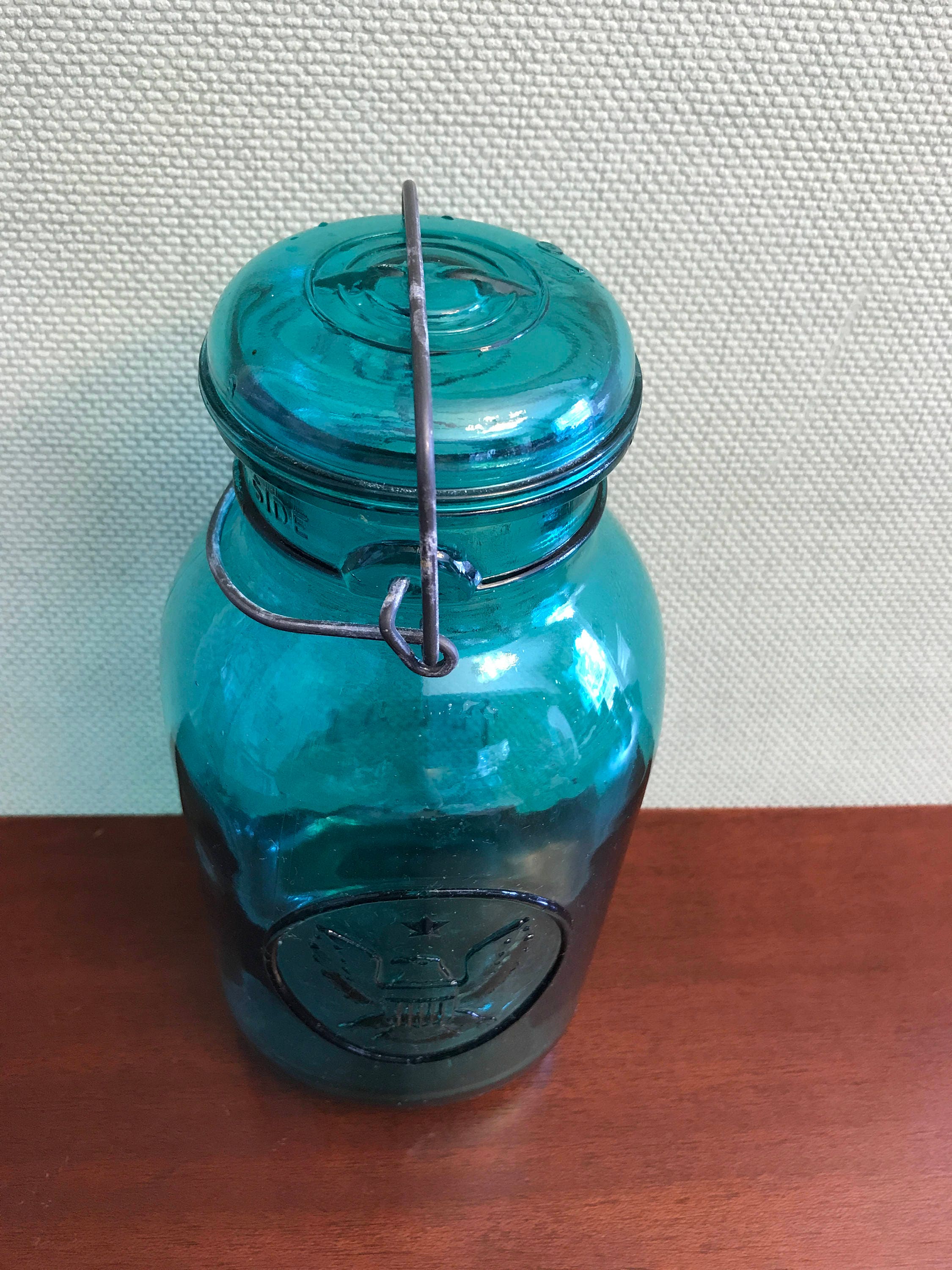 Blue Ball Jar, Vintage Ball Ideal Storage Jar, Turquoise Mason Jar ...