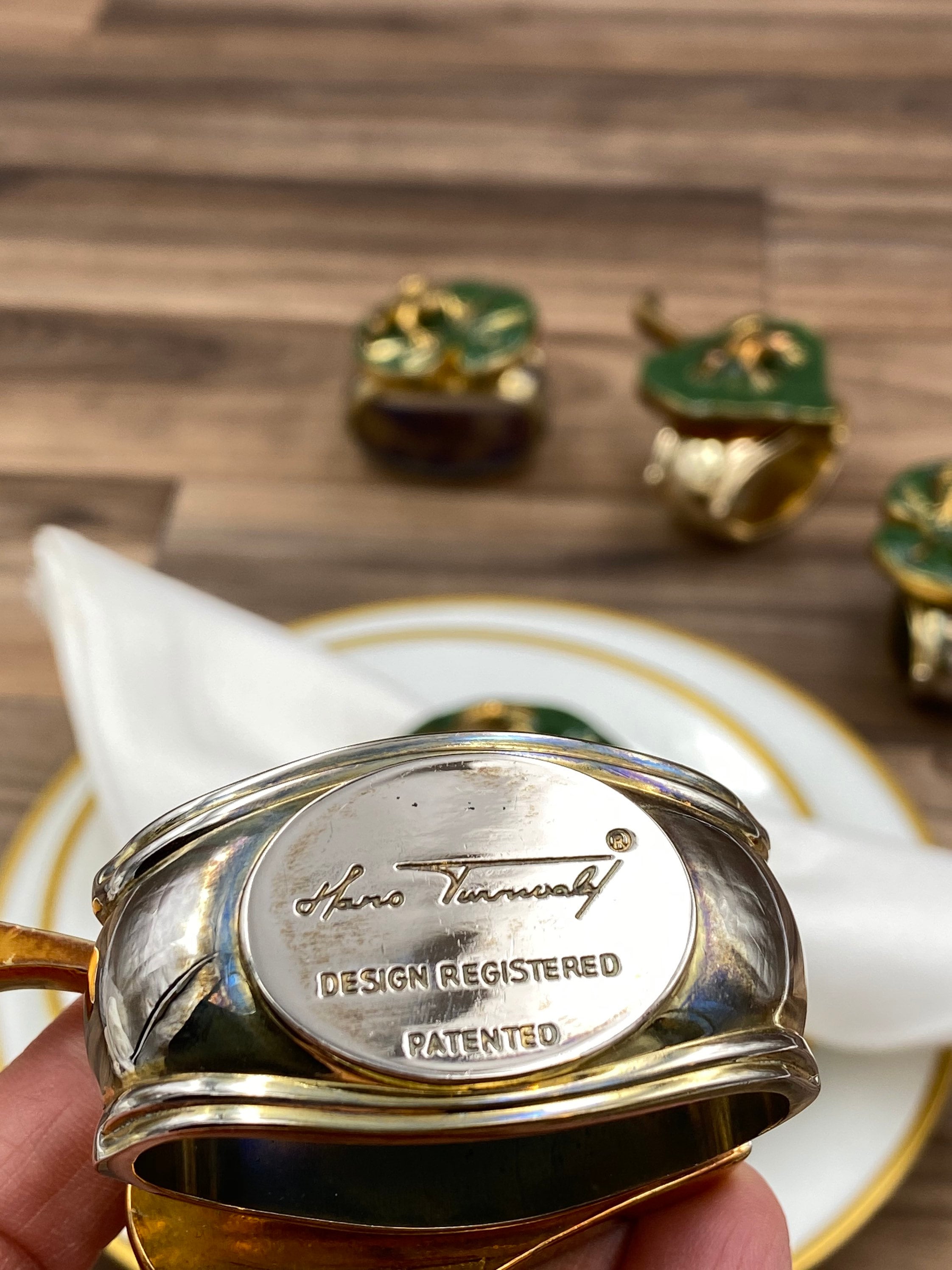 Designer Frog Napkin Rings, Signed Hans Turnwald napkin rings, 5 piece ...