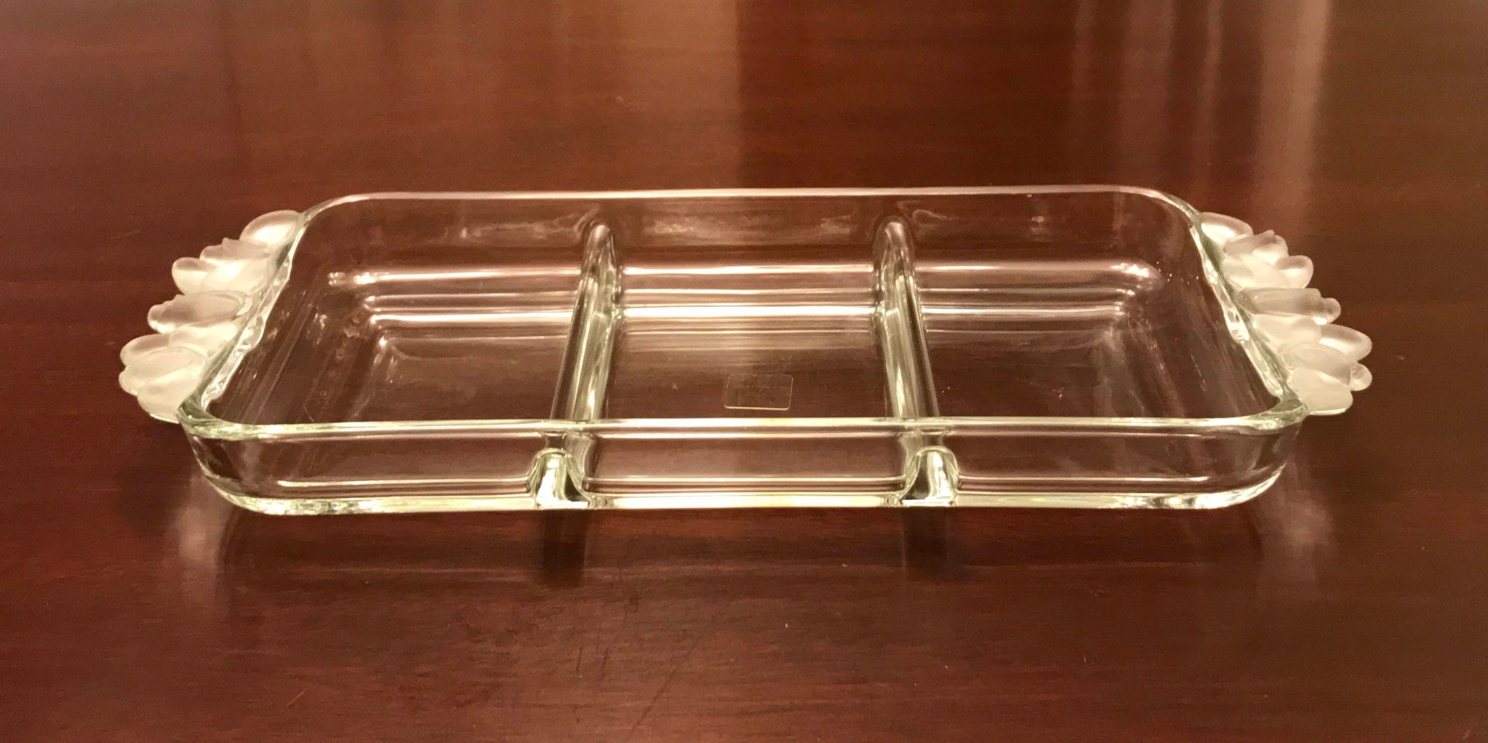 Mikasa Satin Rose Crystal, Divided Relish Tray, frosted rose bud ...