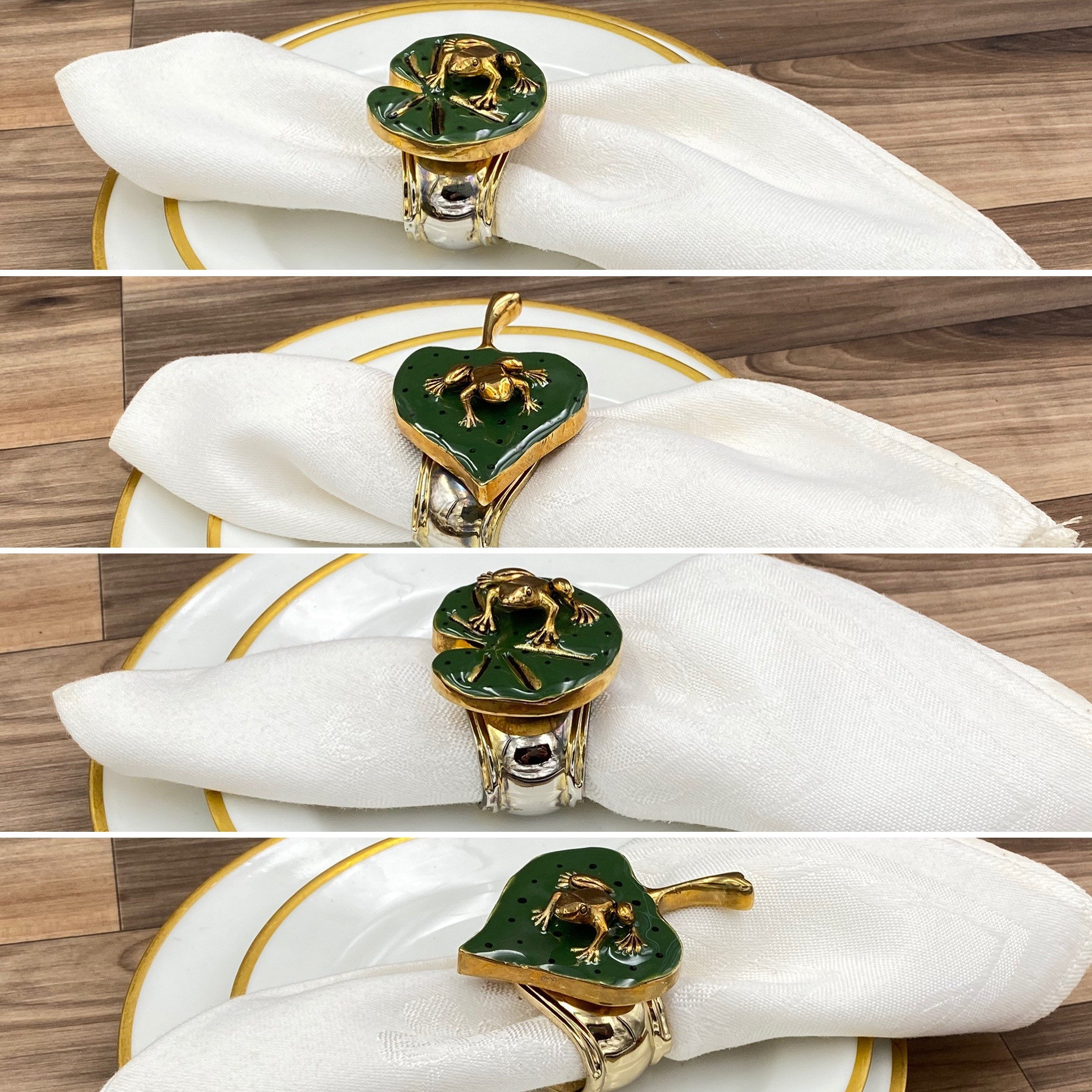Designer Frog Napkin Rings, Signed Hans Turnwald napkin rings, 5 piece ...