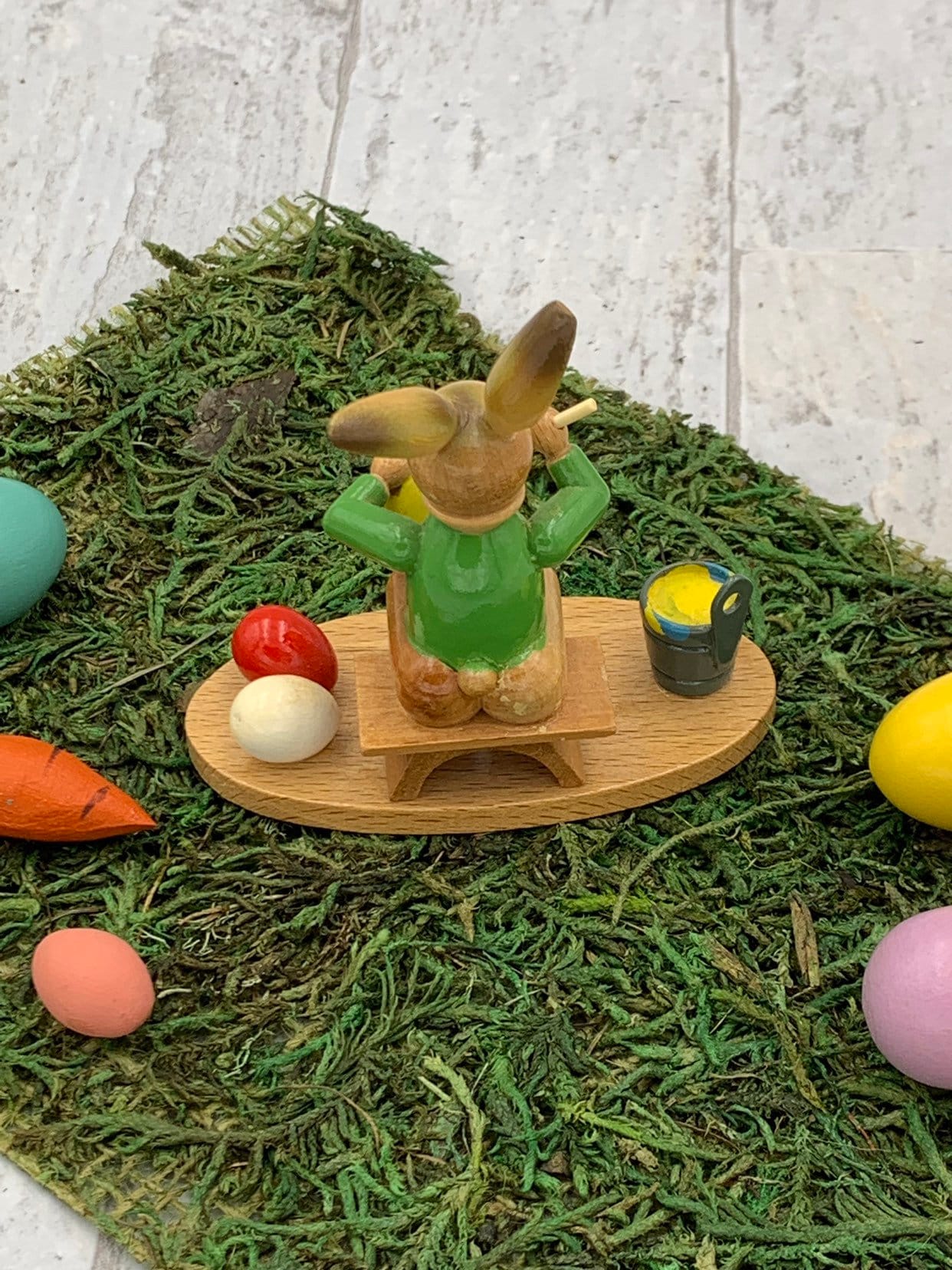 Vintage Easter Bunny Miniature, Erzgebirge Expertic Bunny painting Eggs ...