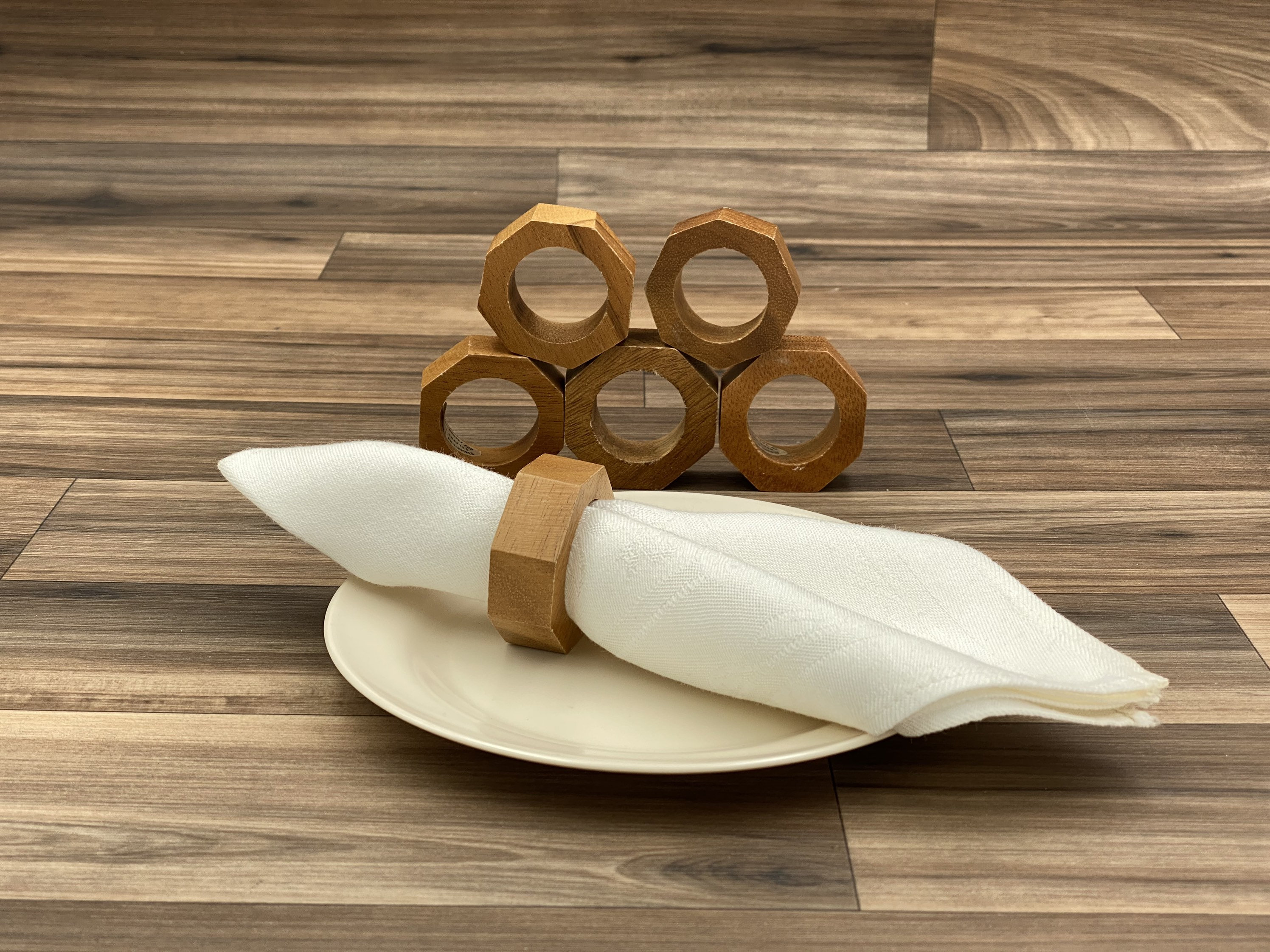 Rustic Wood Napkin Rings, 6 piece set, Octagon Napkin Ring, Rustic home ...