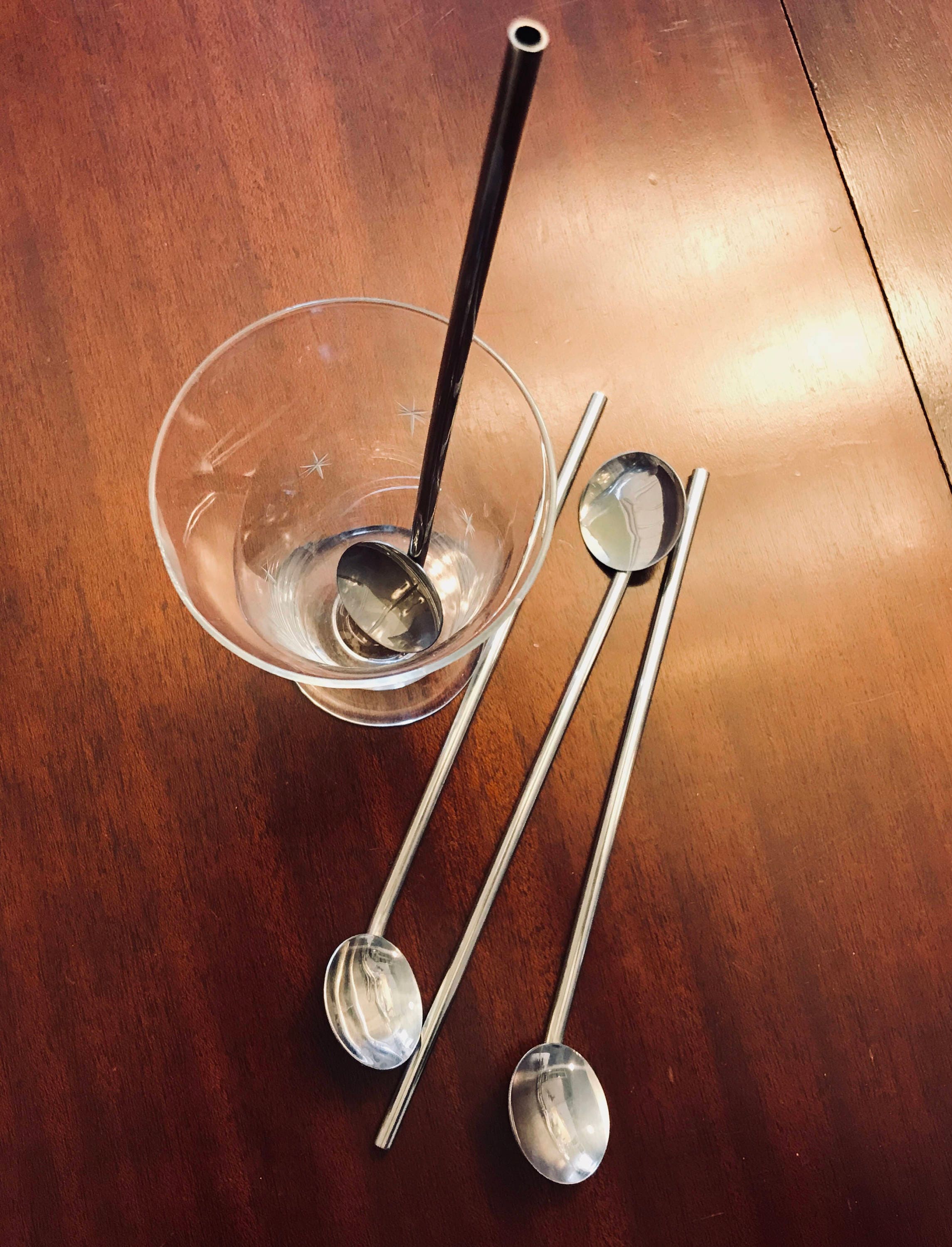 Vintage Drink Stir Stick Straws, Metal Swizzle Sticks, Chrome stir ...