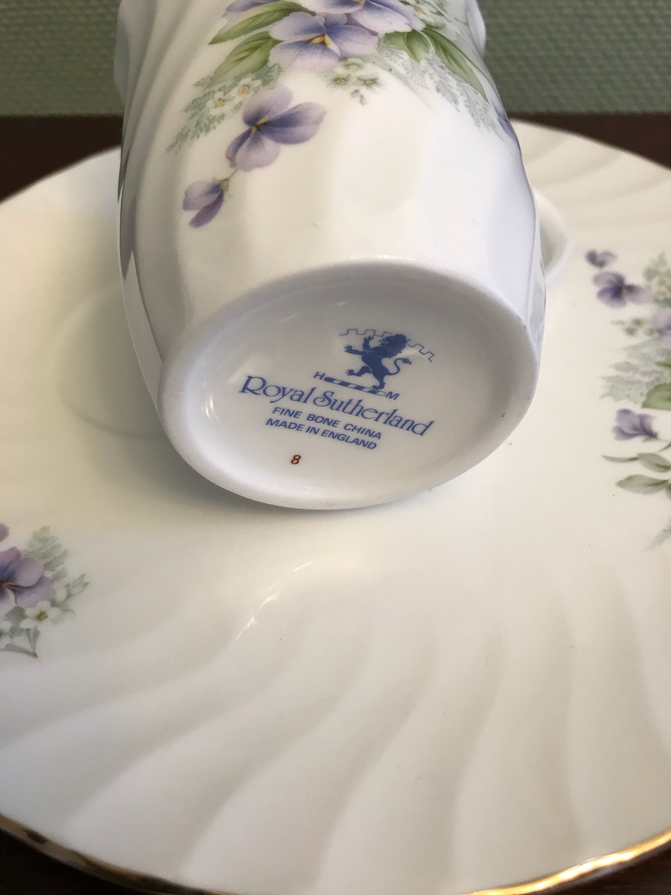 Vintage Tea cup Set, Royal Sutherland China violets Tea Set gift for her