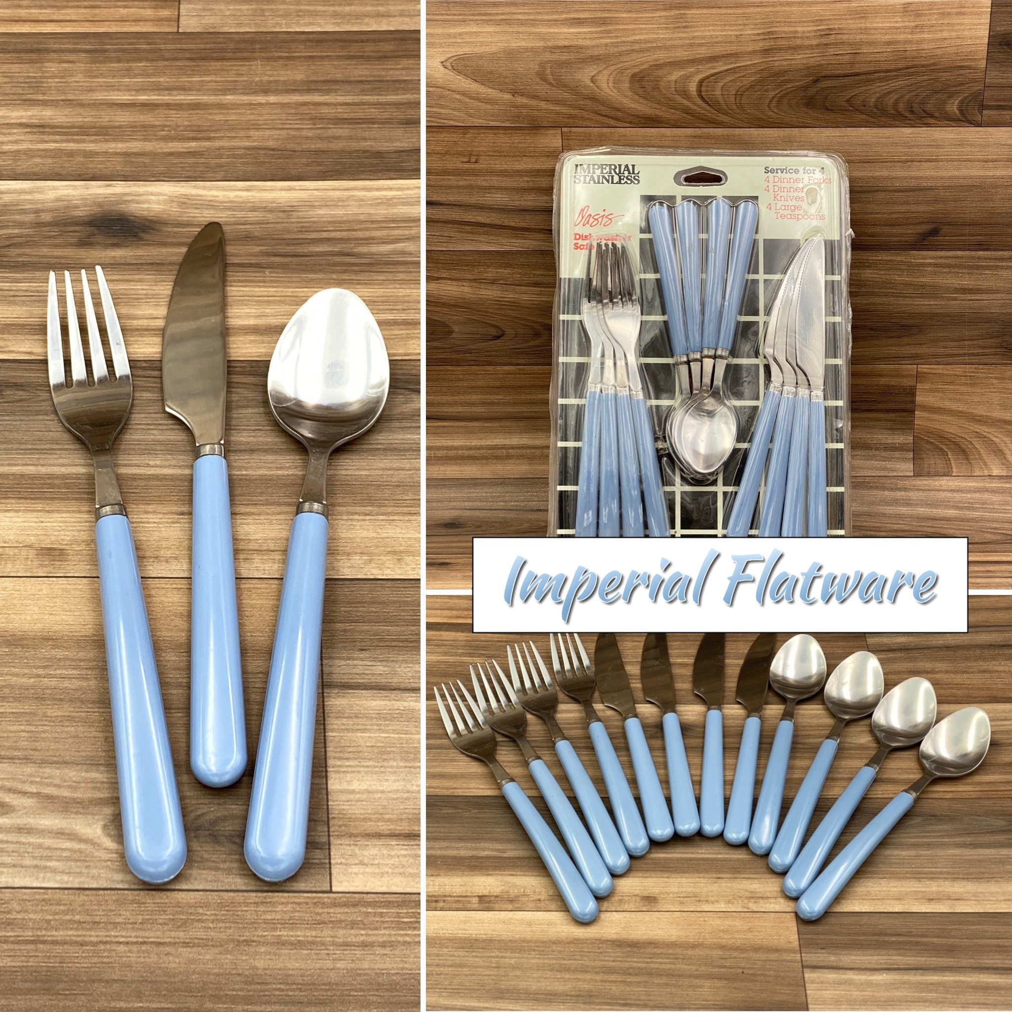 Vintage Flatware set Plastic Handles, Imperial Flatware set Service for ...