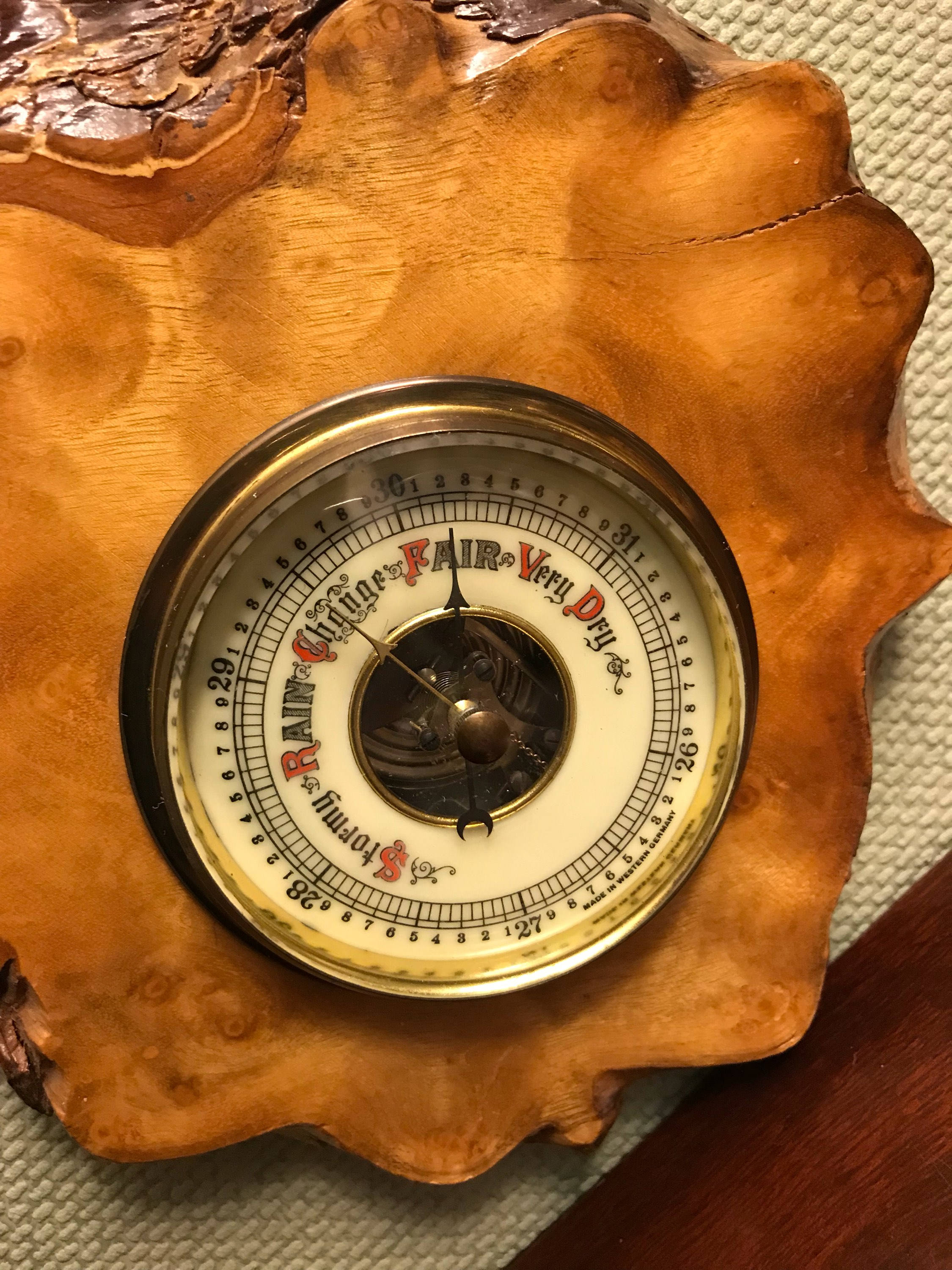 Vintage Barometer, Rare Myrtlewood Barometer, Rustic Cabin Style ...