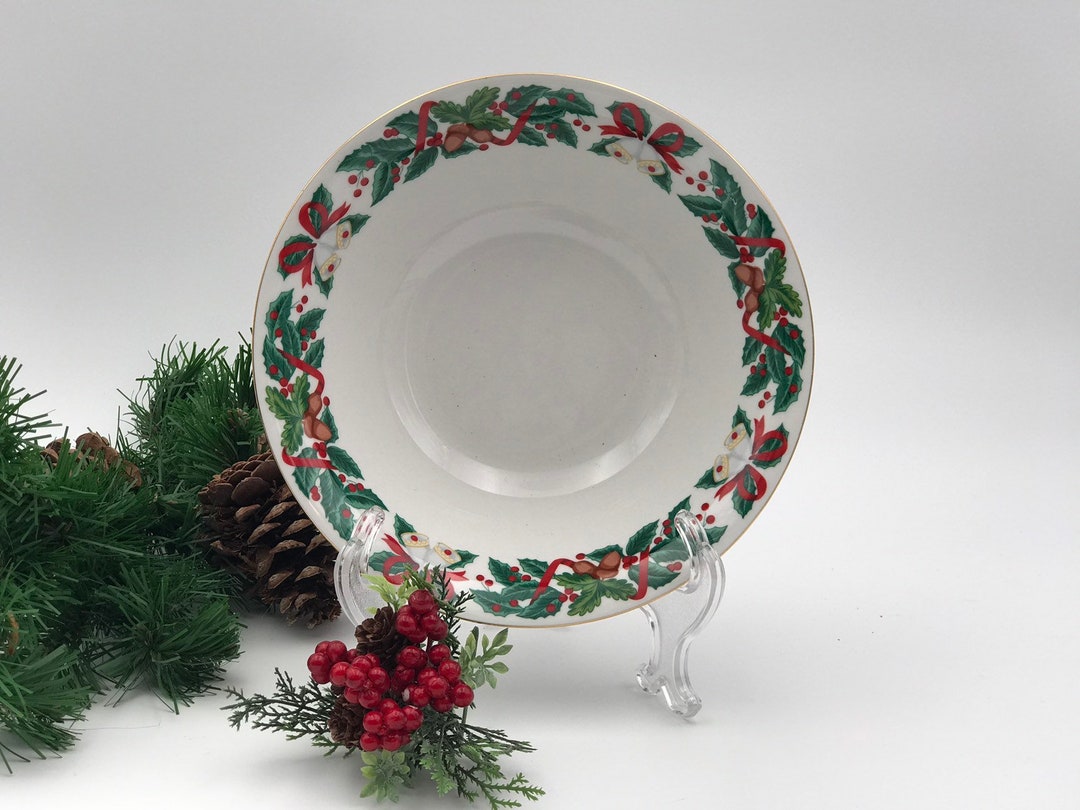 Vintage Royal Majestic Christmas Bowl, Holiday Cheer Pattern, Gold Trim ...