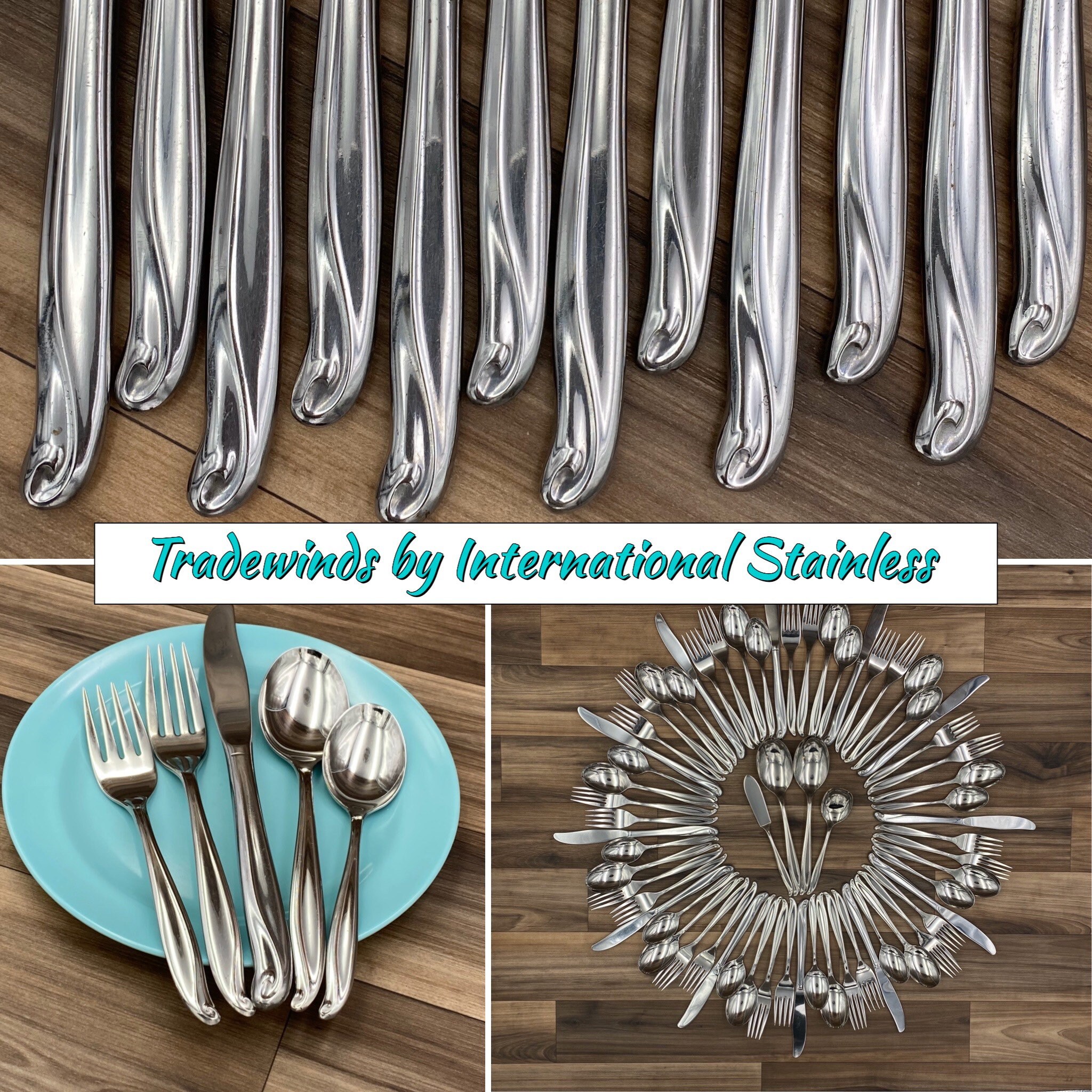 Vintage Flatware set, Tradewinds By International Stainless, Service ...
