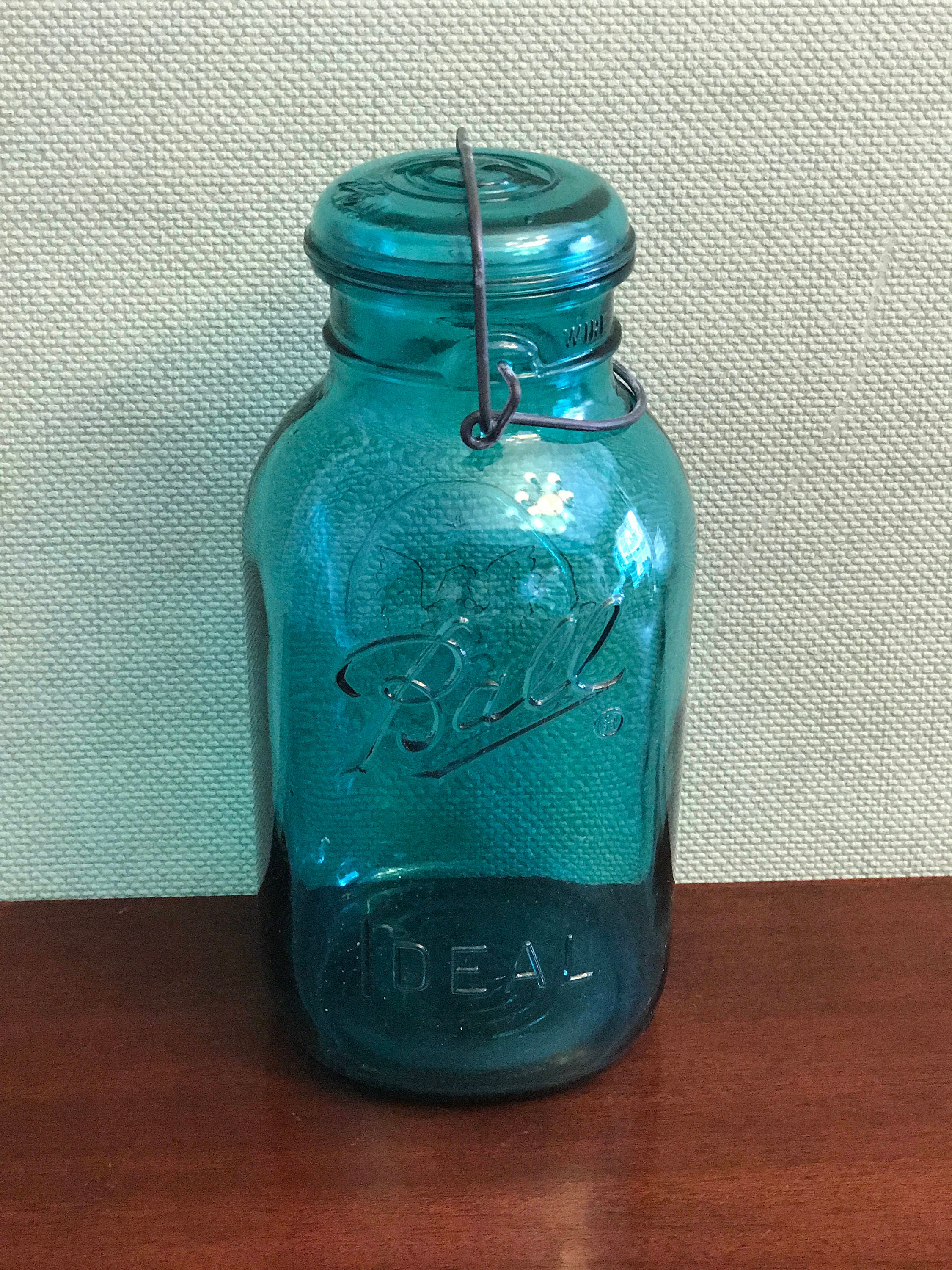 Blue Ball Jar, Vintage Ball Ideal Storage Jar, Turquoise Mason Jar ...