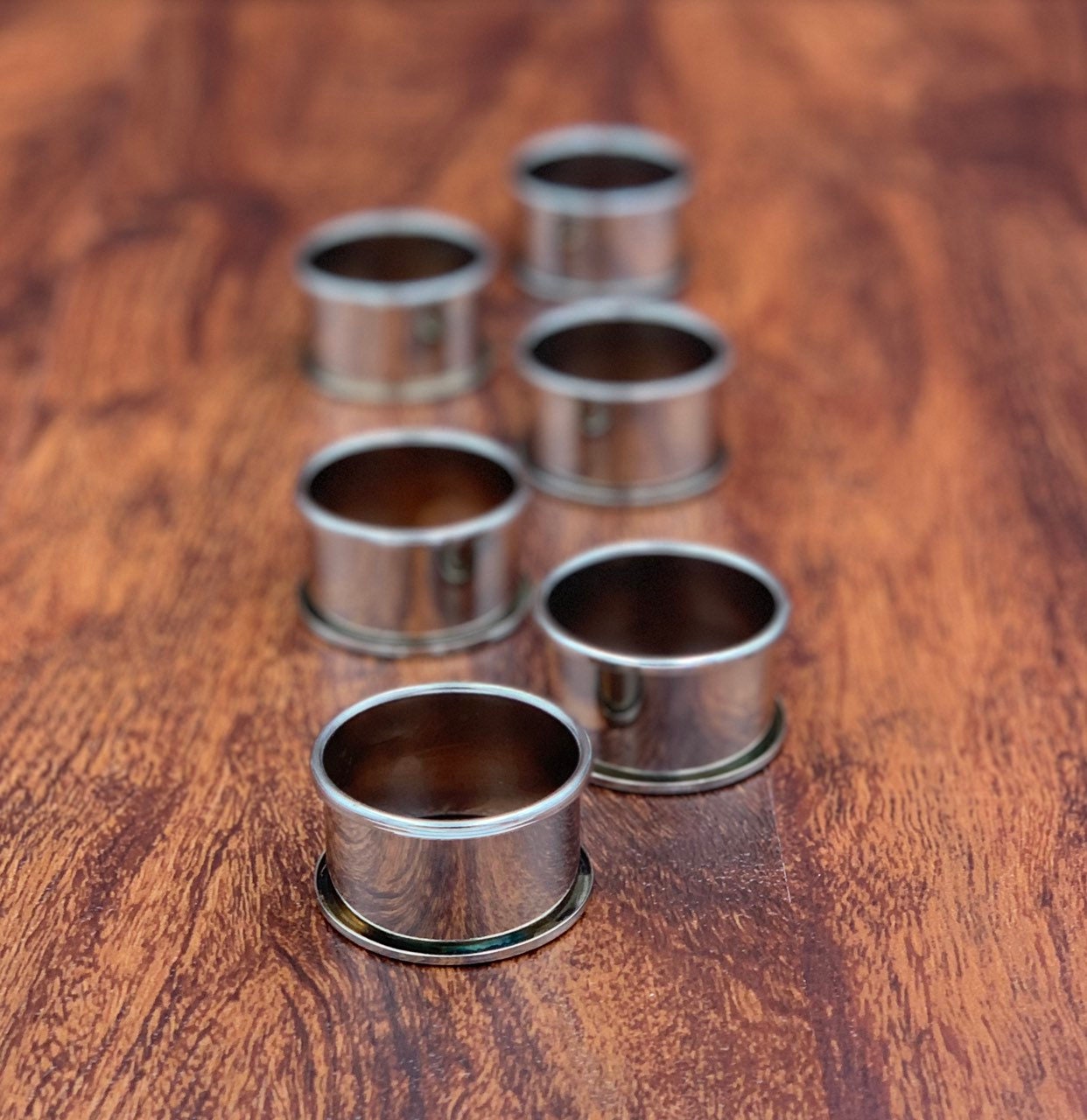 Vintage Silver plated Napkin Rings, Rolled rim Napkin rings, 6 piece ...