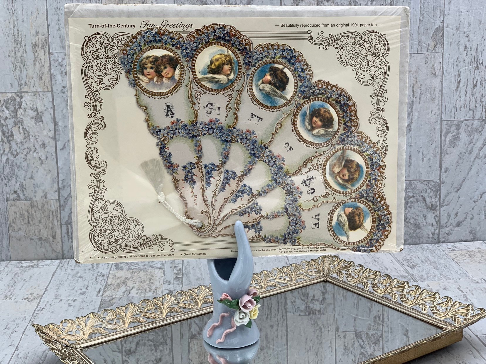 Vintage fan decorator card, Victorian style Ladies collectible fan ...