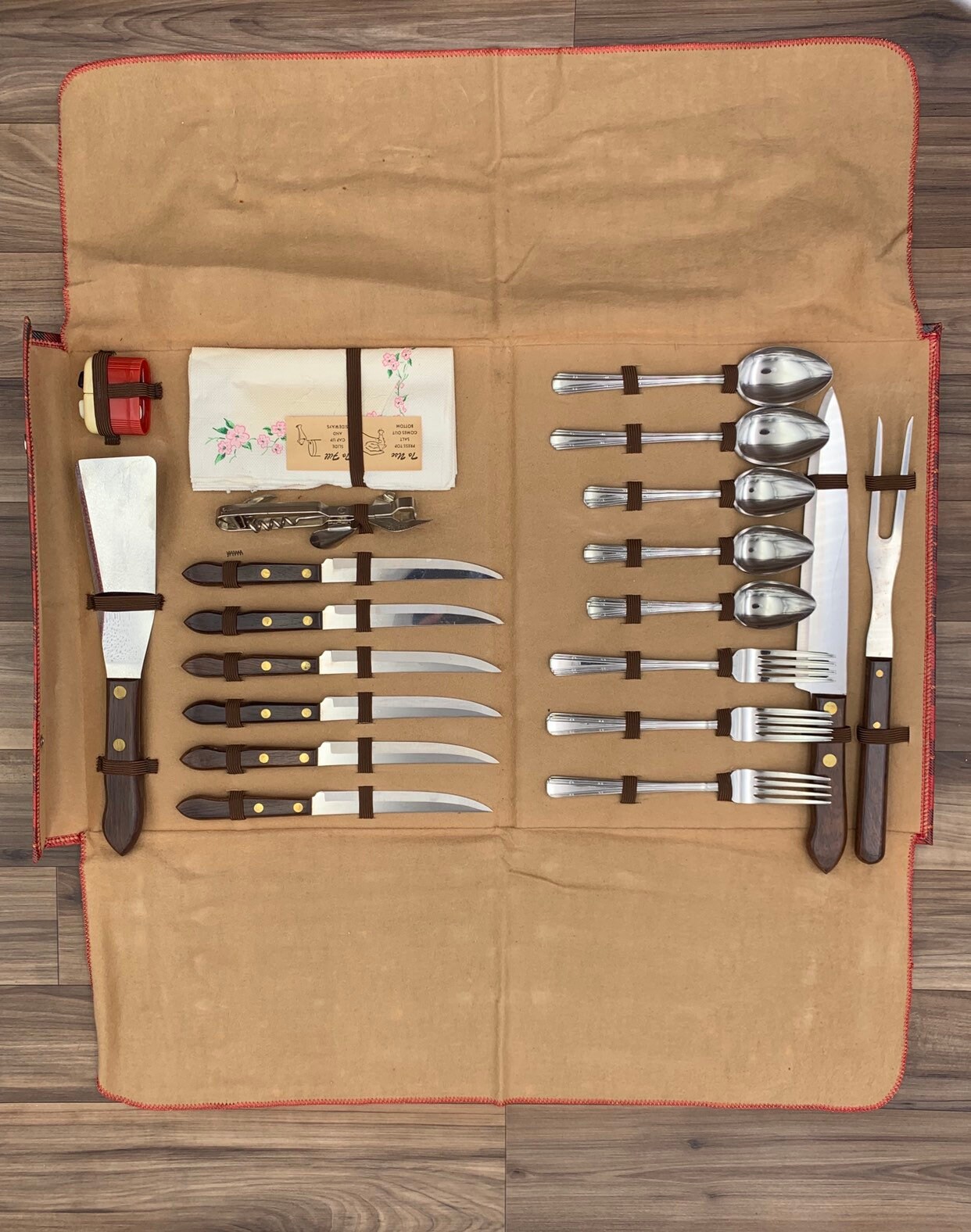 Vintage Picnic Set Utica Stainless Flatware set Super Edge Knife set ...