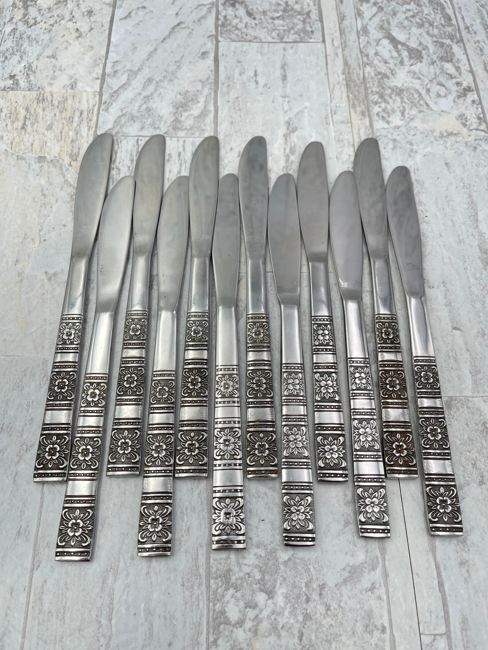 Vintage Flatware Set MCM Floral Stainless Silverware Tremont - Etsy