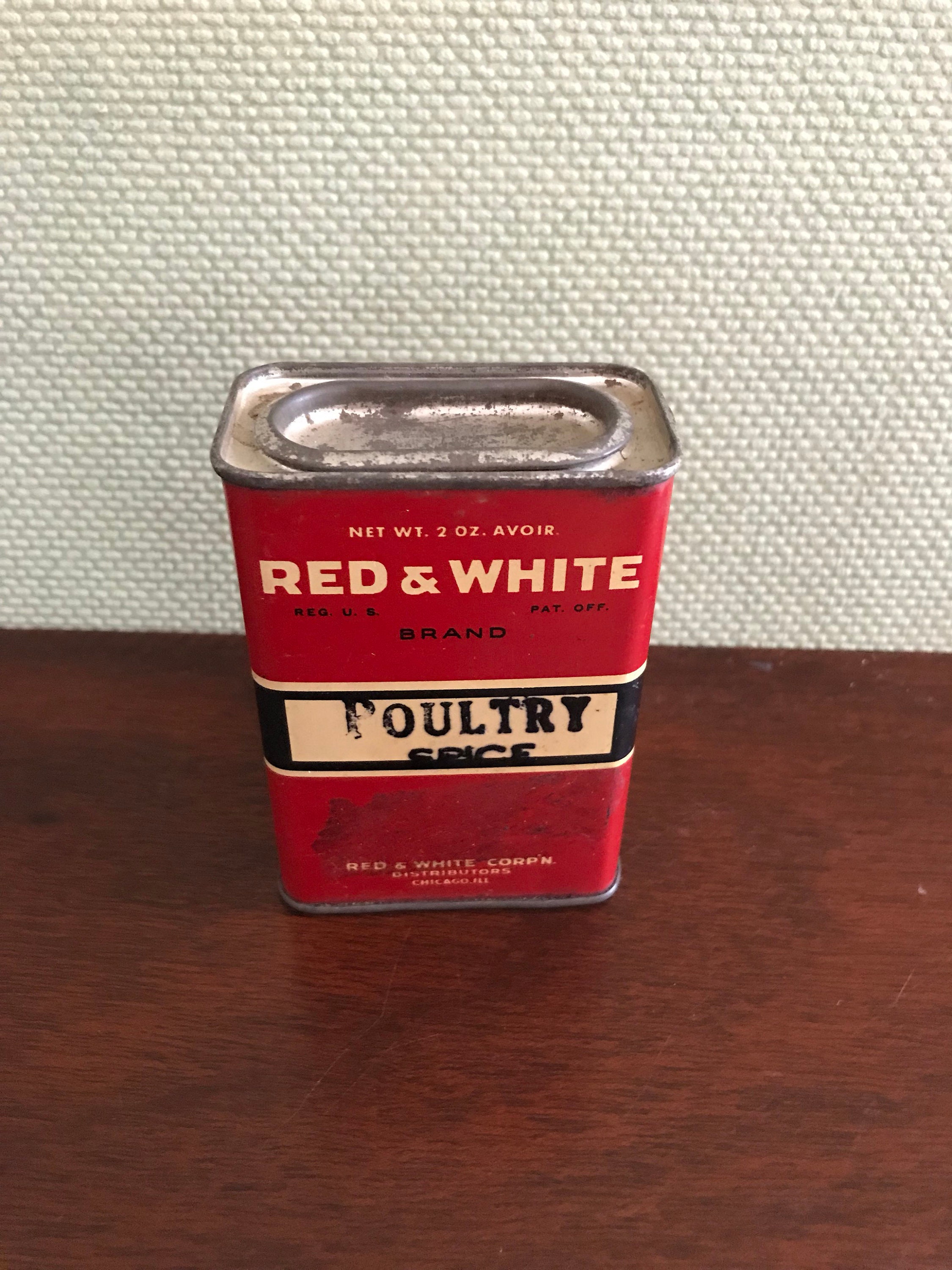 Vintage Red and White Spice Tin, Poultry Spice Tin, Collectible Spice ...