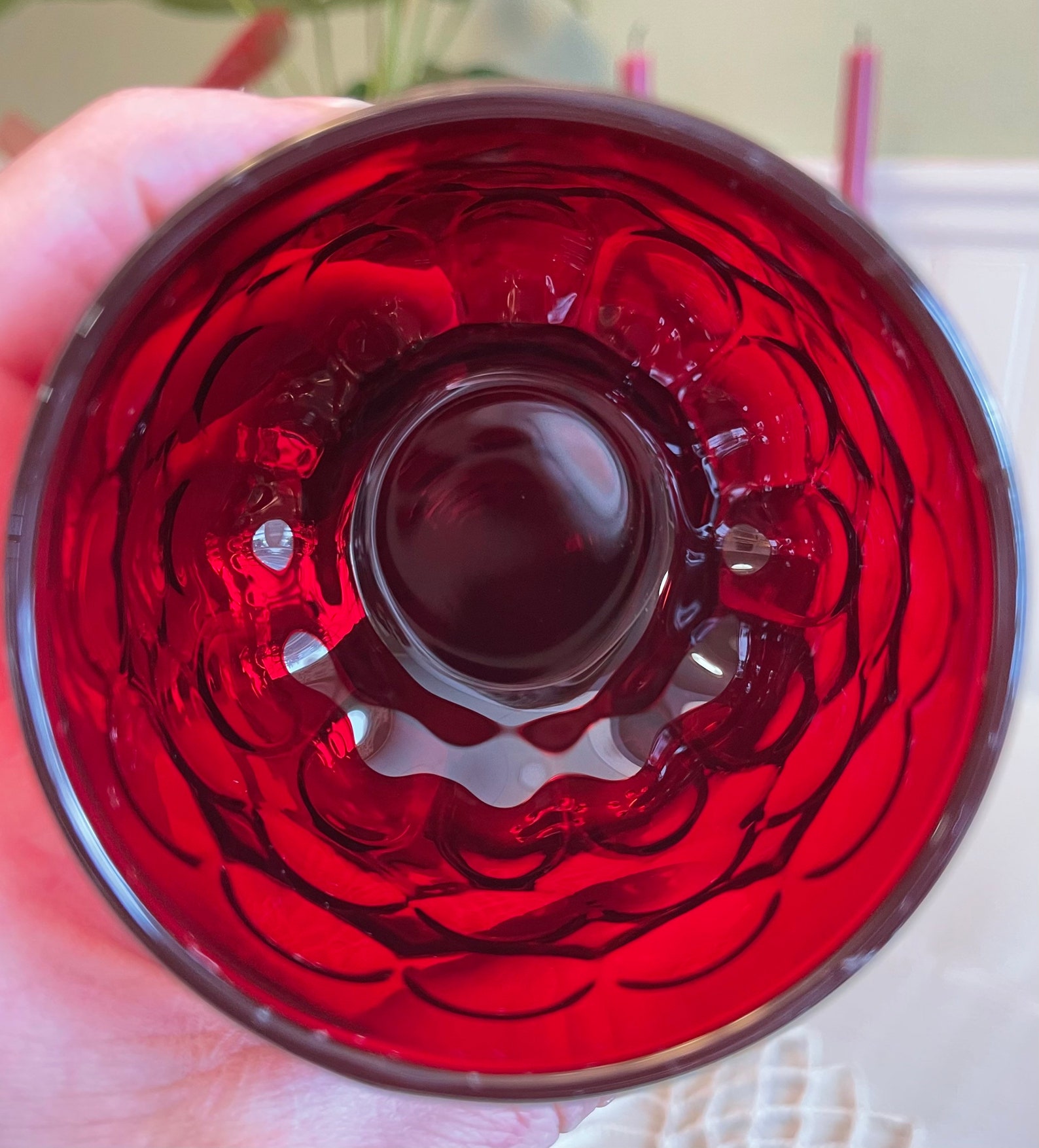 Old Fashioned Bubble Ruby Glasses Anchor Hocking Drinkware | Etsy