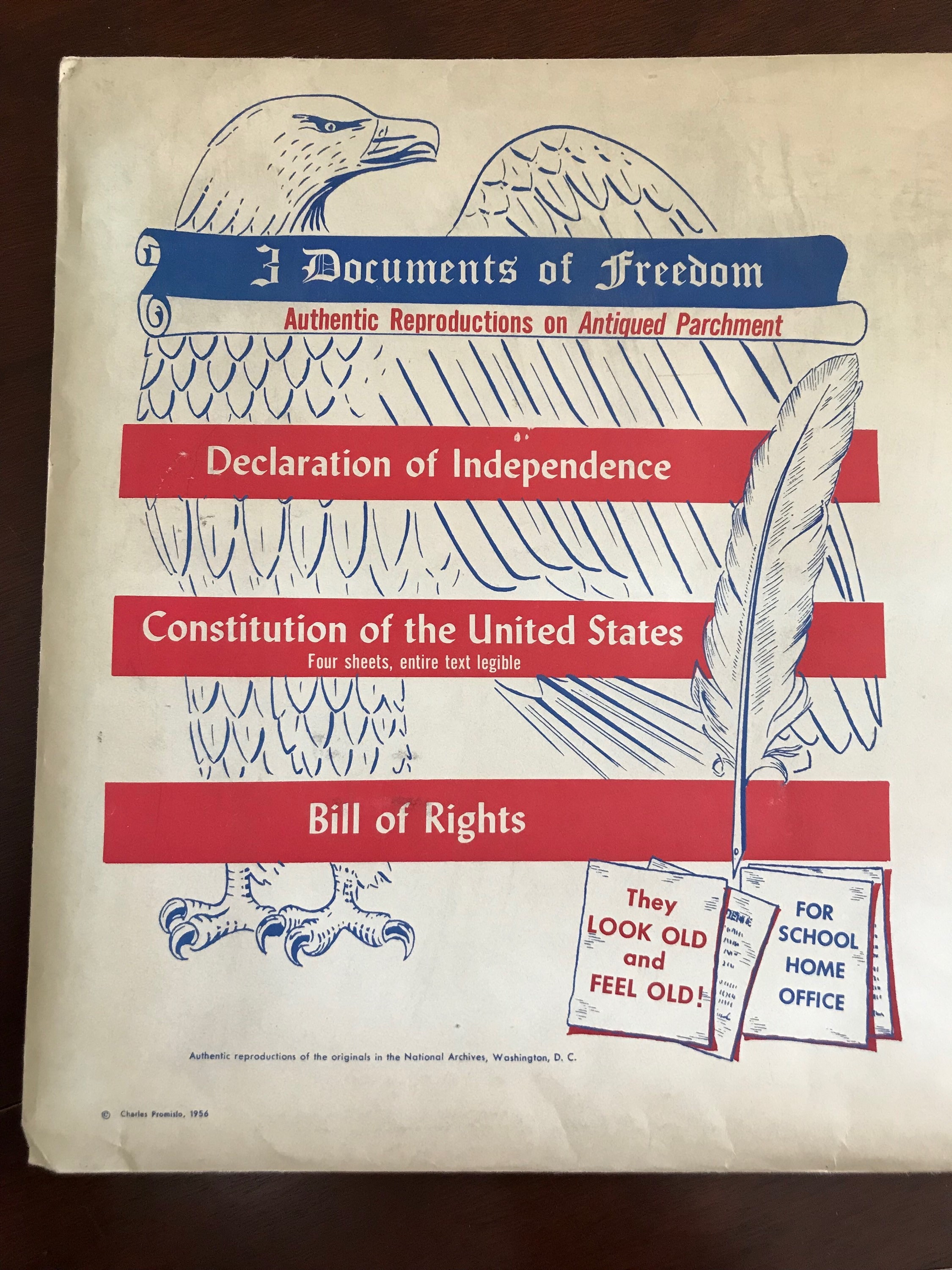 Vintage Documents of Freedom, Declaration of Independence, Bill of ...