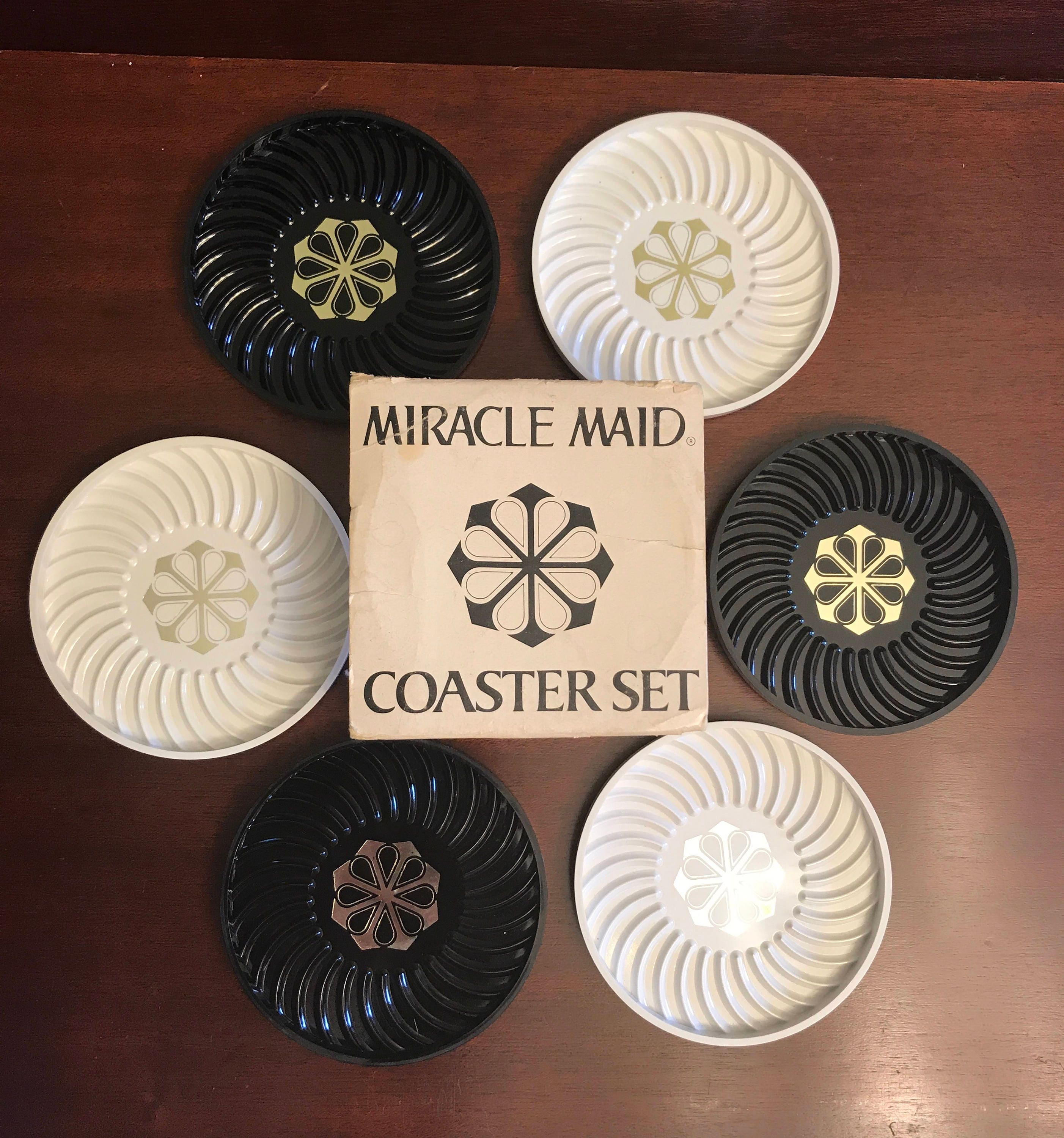 MidCentury Coaster set, Miracle Maid Coasters, Black White Coasters ...