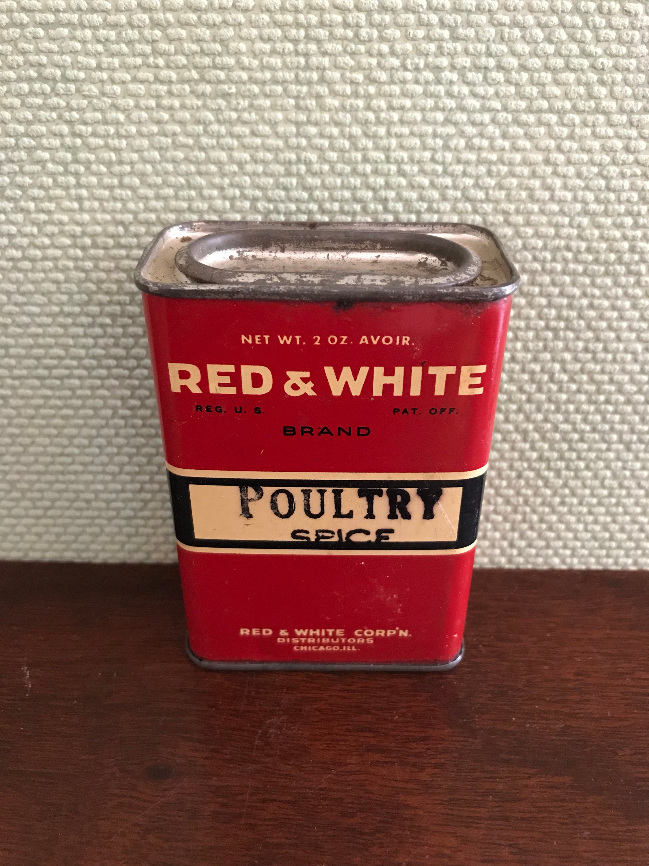 Vintage Red and White Spice Tin, Poultry Spice Tin, Collectible Spice ...