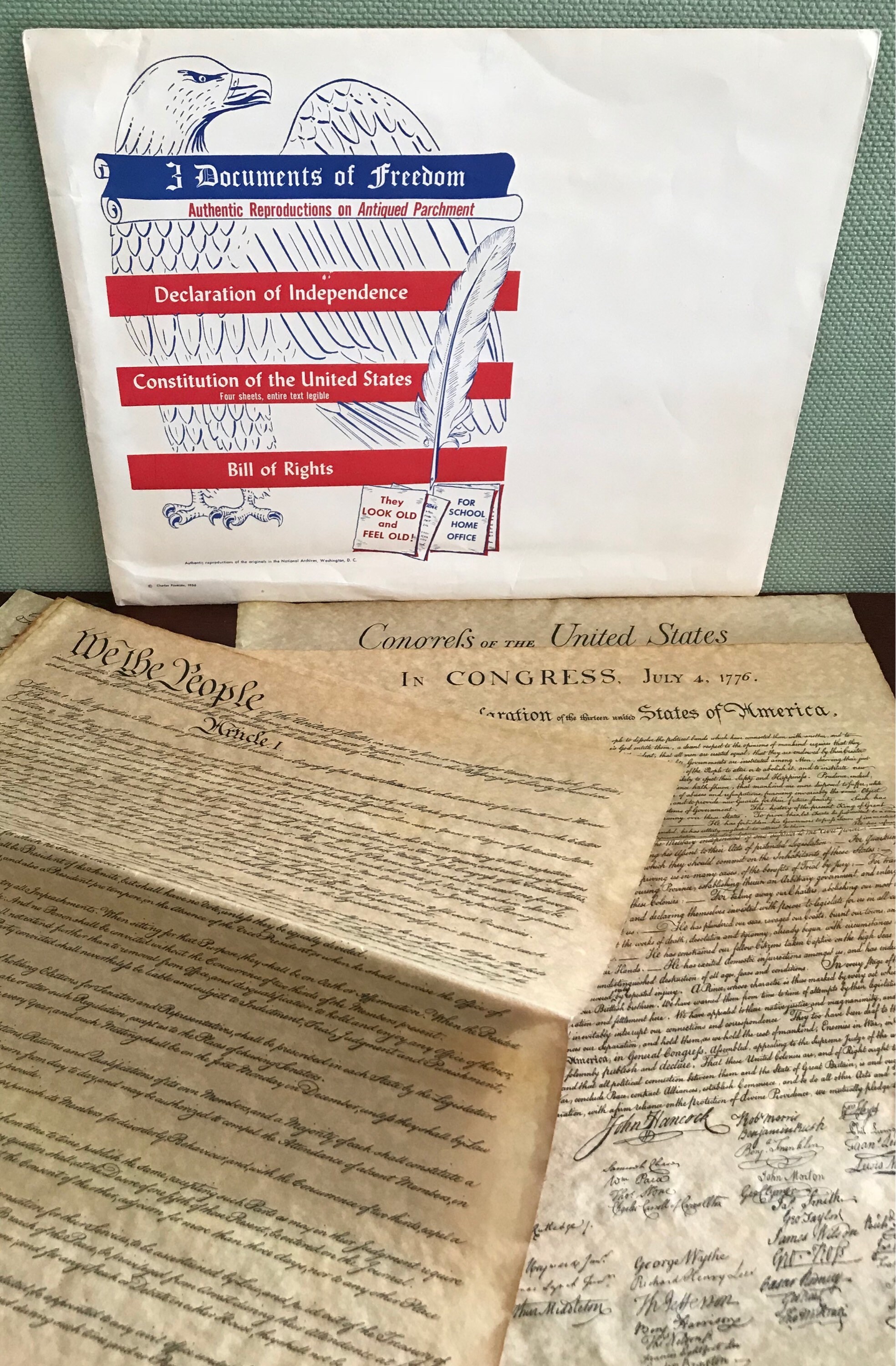 3 Documents of Freedom, Declaration of Independence, Bill of Rights, US ...