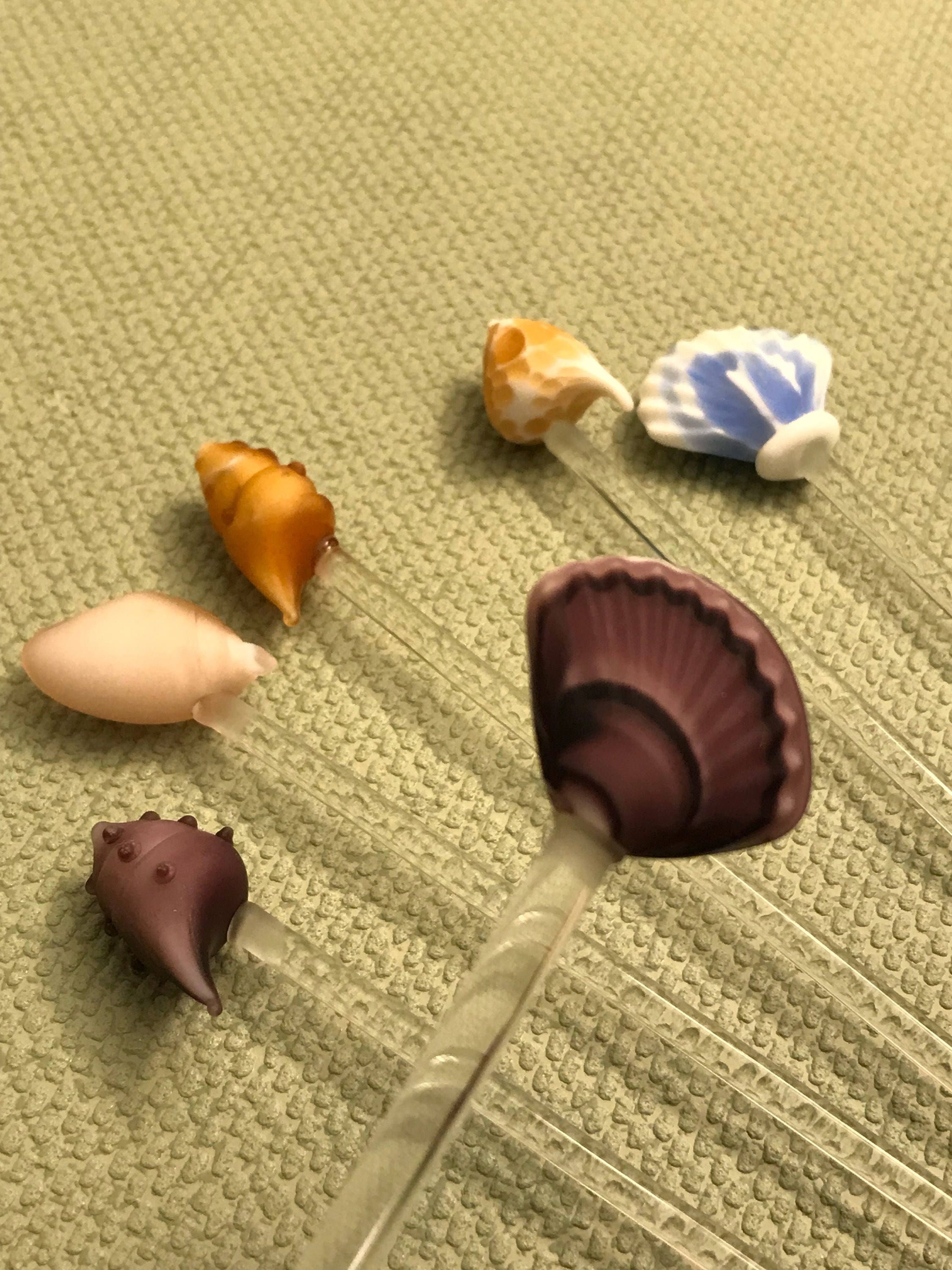 Shell Shaped Glass Swizzle Sticks, Glass stir sticks, Beach themed ...