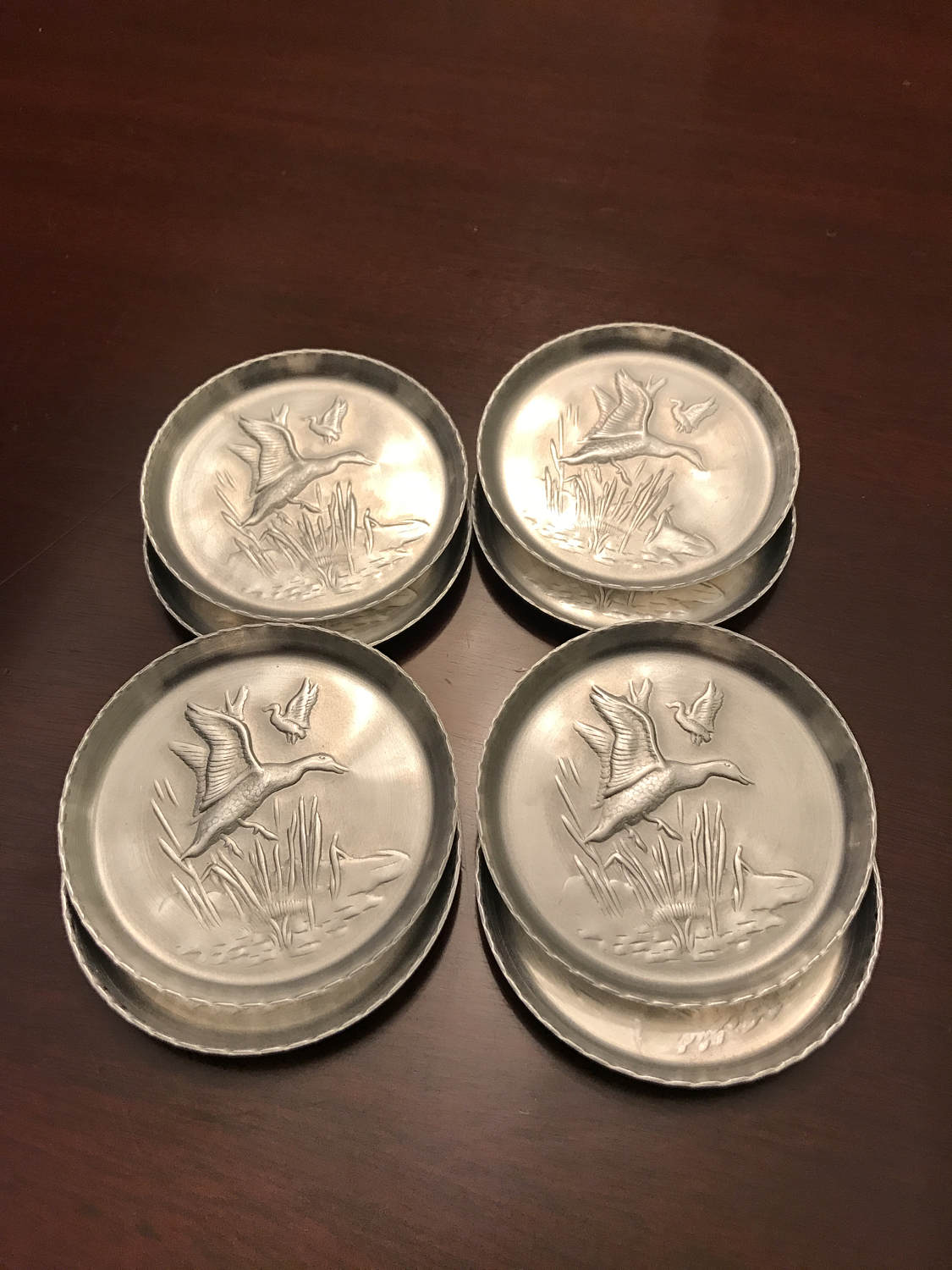MidCentury Bird Coasters ~ set of Eight aluminum Duck coasters ~ office ...