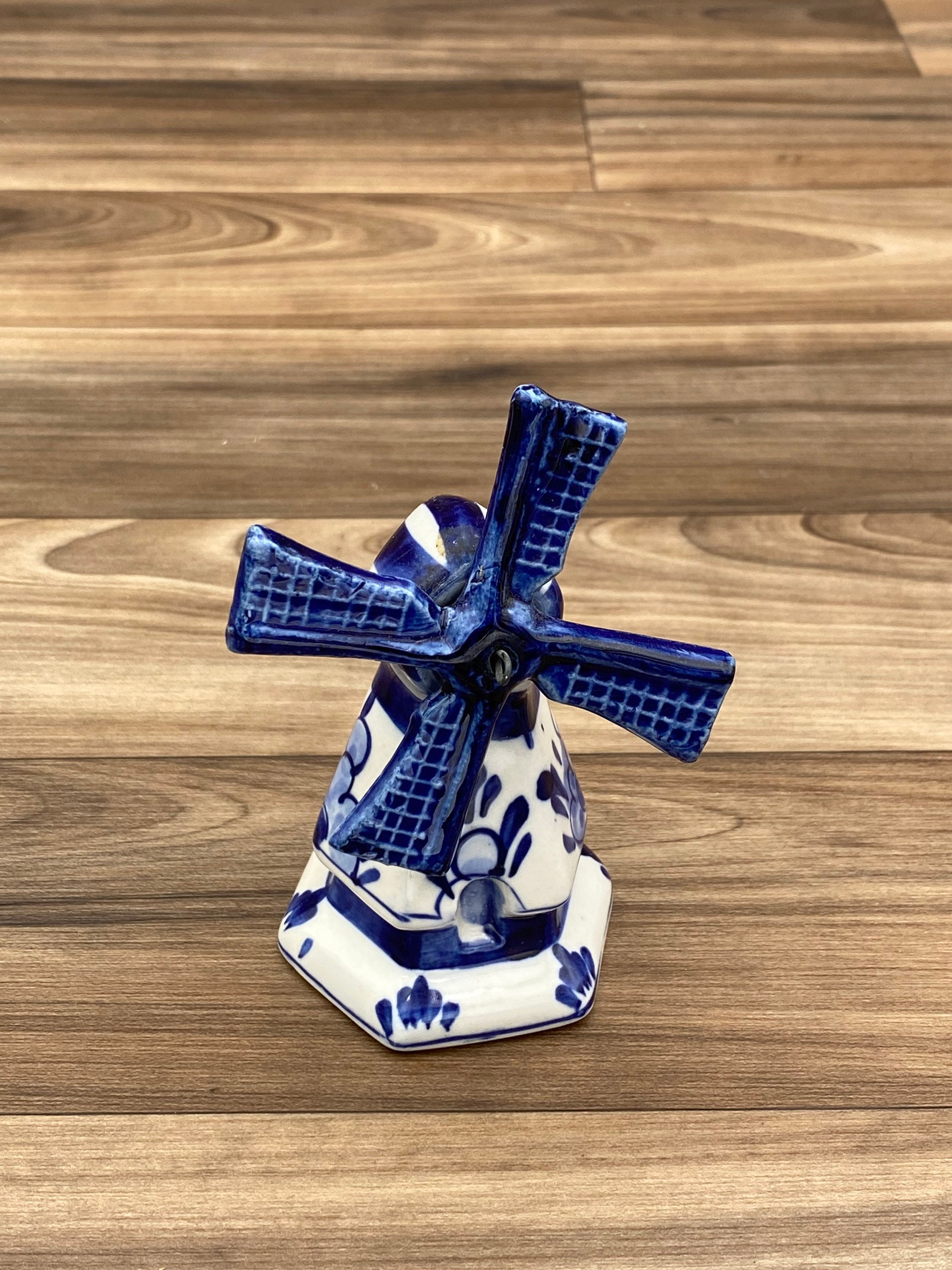 Vintage Delft Blue Windmill, blue white ceramic, Hand painted in ...