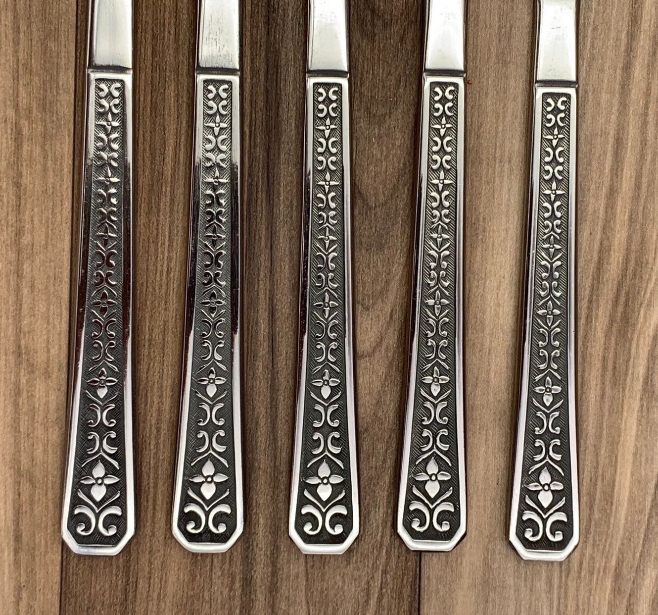 Mid Century Stainless Flatware set Florenz by Interpur Floral handle ...