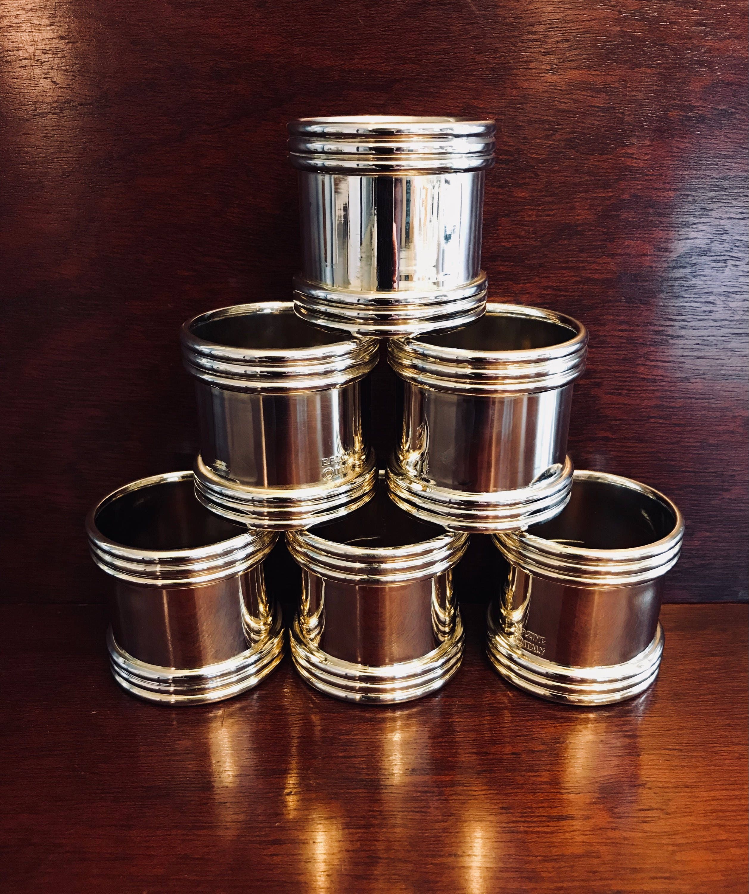 Vintage Silver Napkin Rings, Italian Napkin rings 6 piece set, Extra ...