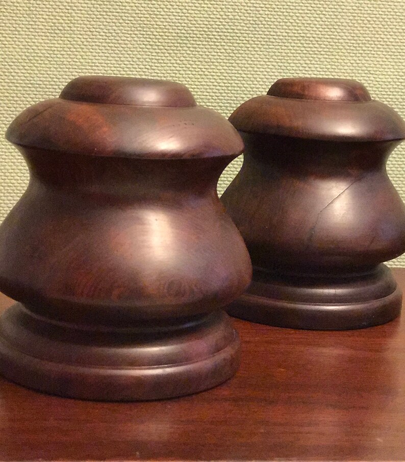 Vintage Wood Bookends Finial Bookends Dark Wood Bookends | Etsy