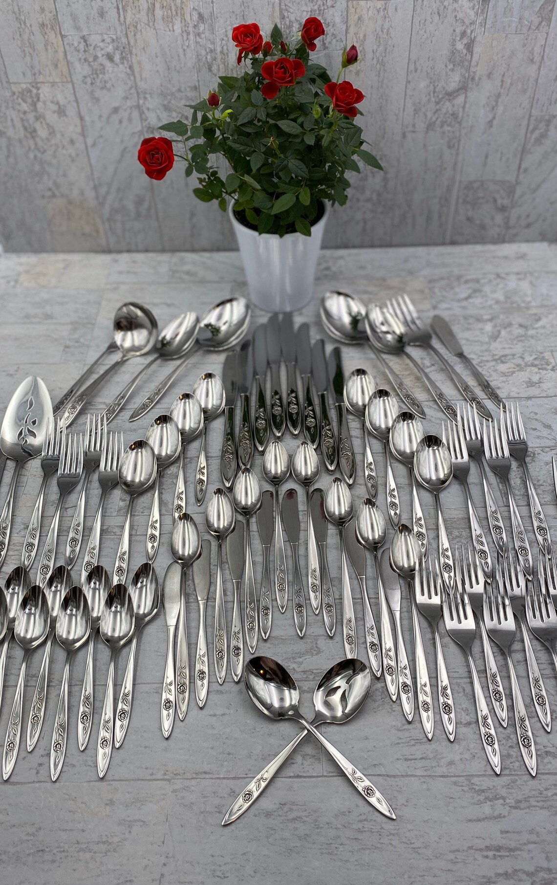 Oneida My Rose Stainless Flatware Set Service for 8 in Chest - Etsy
