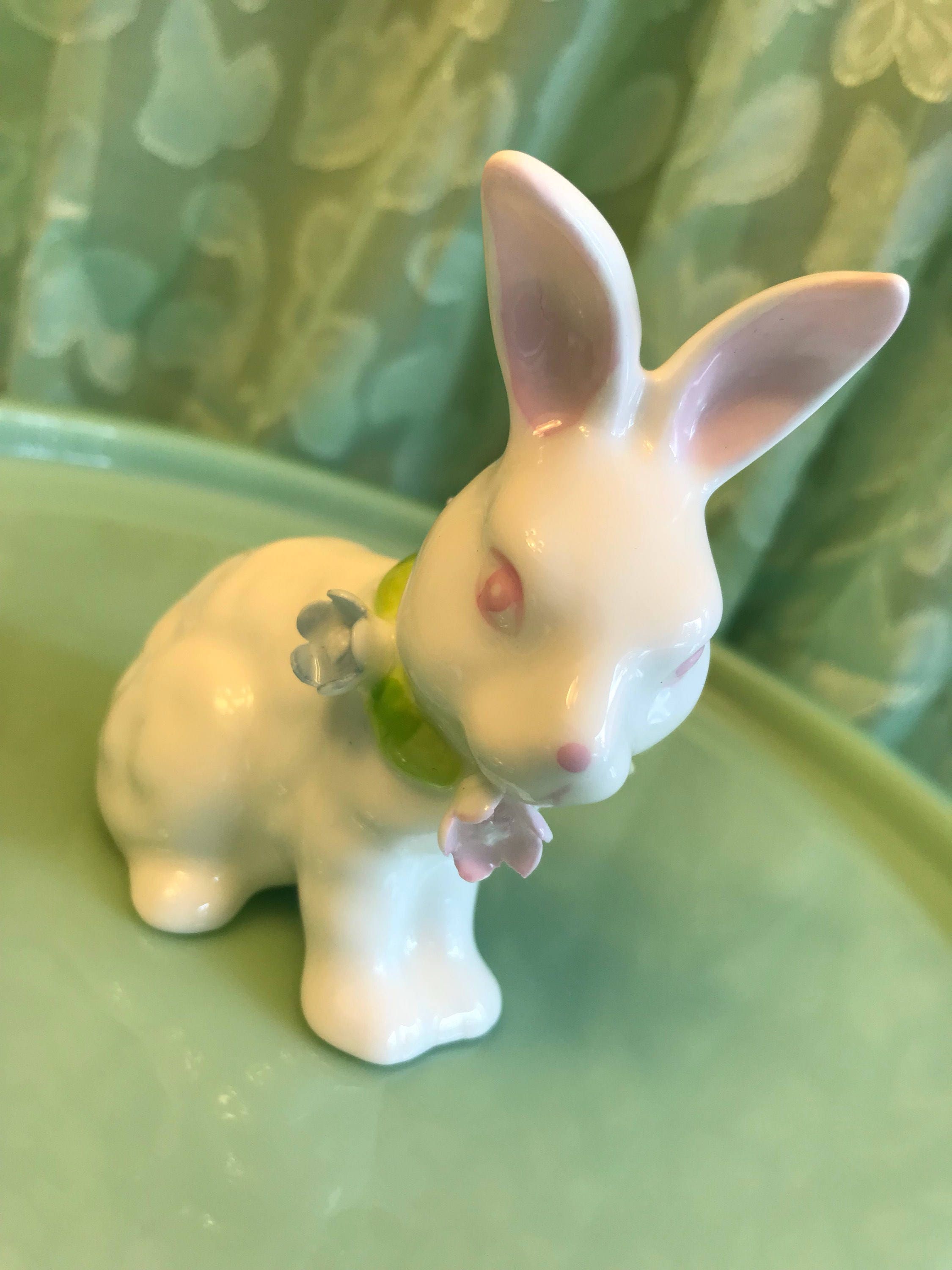 Porcelain Bunny Figurine, Figural white Bunny, Porcelain Easter Bunny ...