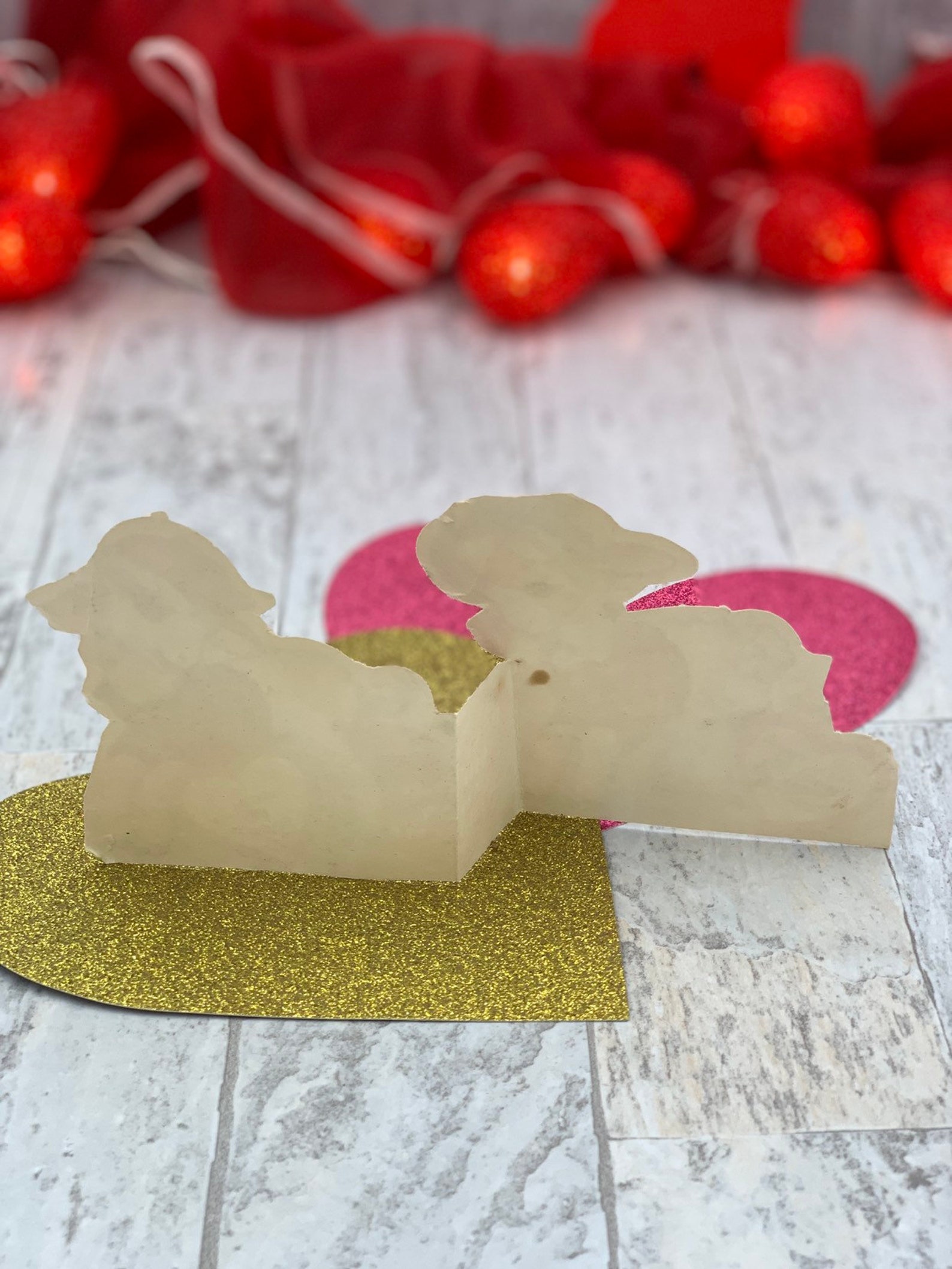 Vintage Flocked Valentines Day cards folding Little lambs die | Etsy