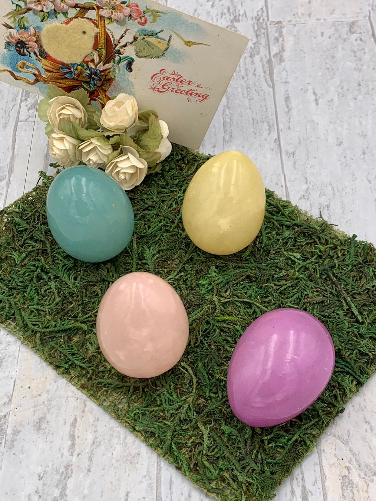 Vintage Easter Eggs, Polished Alabaster Decorative Egg Ornaments ...