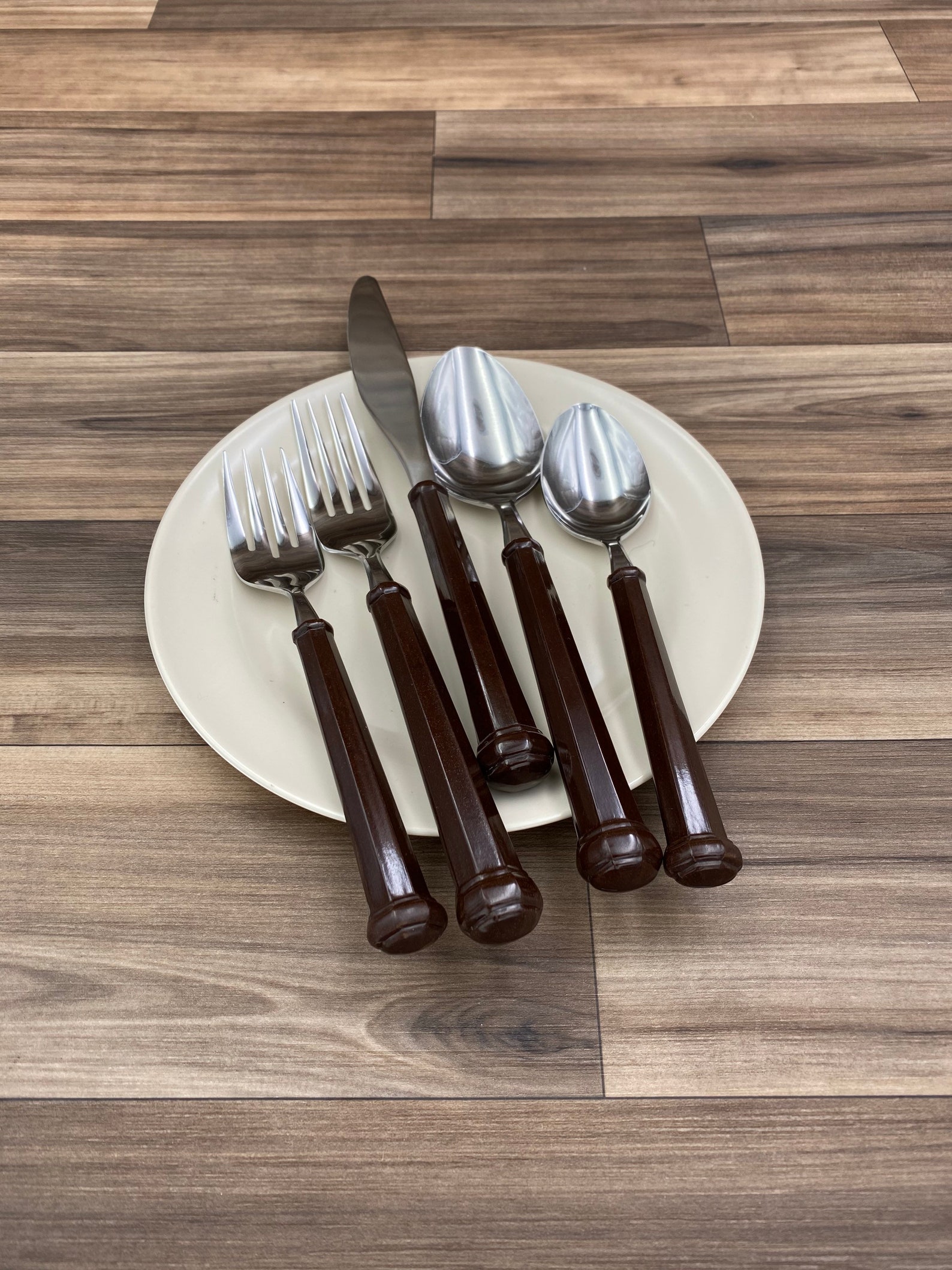 Vintage Flatware set Oxford Hall Fashion Wear Brown Plastic | Etsy