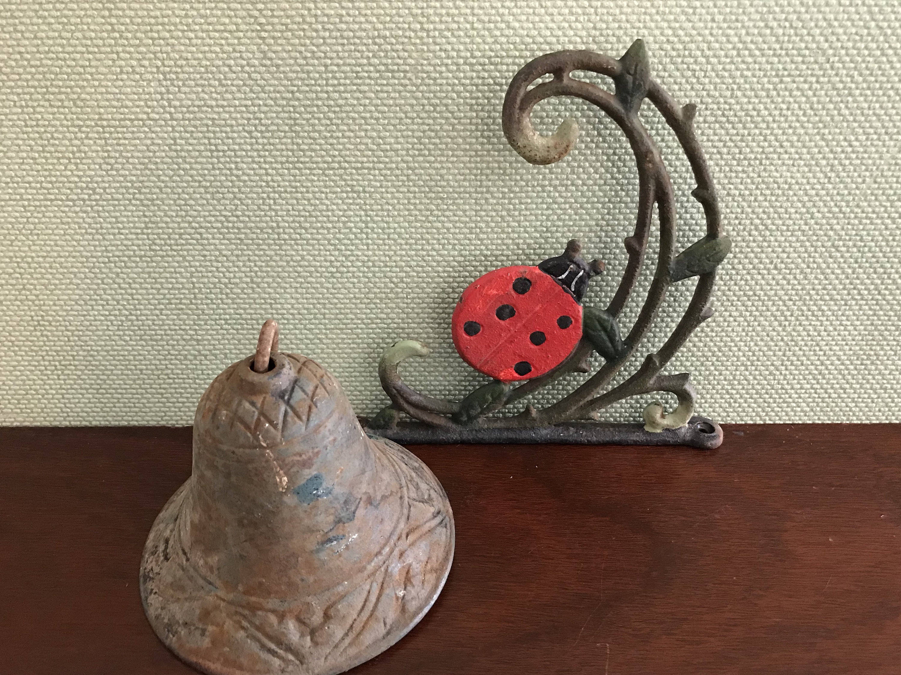 Vintage Cast Iron Door Bell, Ladybug Gate Bell, Rustic Dinner Bell ...