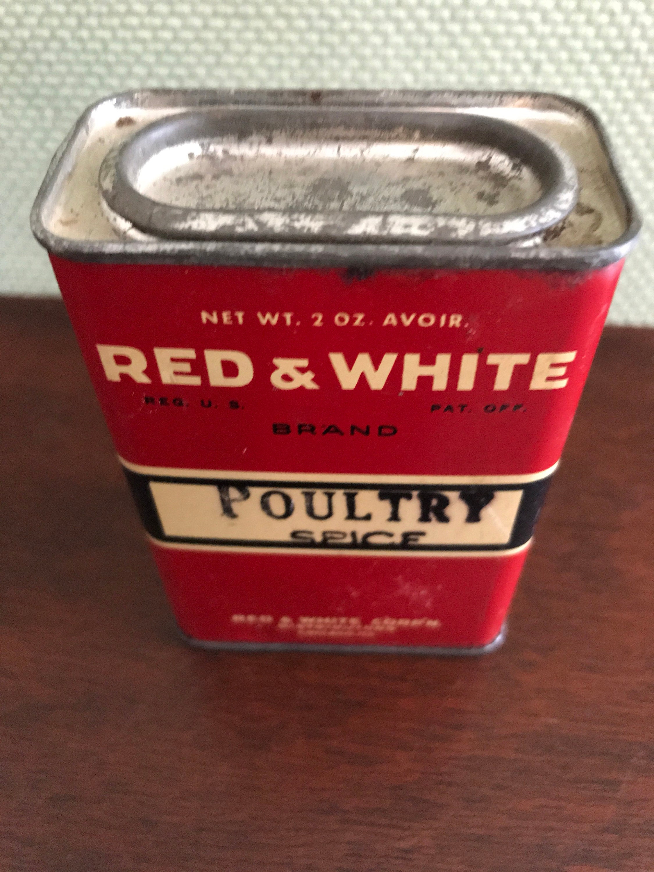 Vintage Red and White Spice Tin, Poultry Spice Tin, Collectible Spice ...