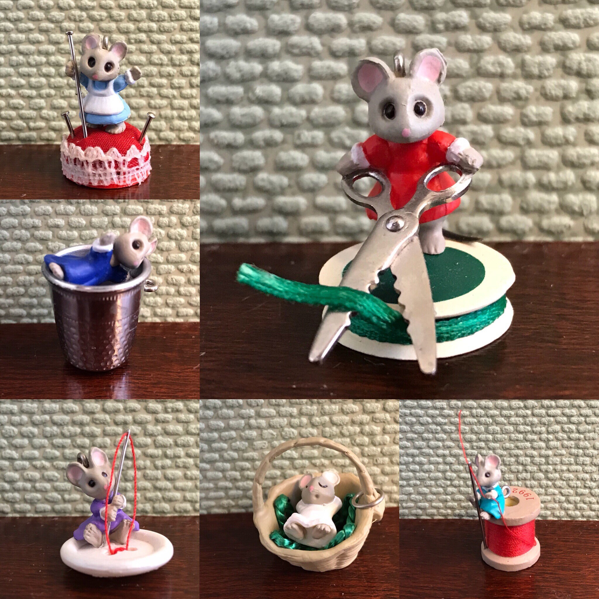 Tiny Mice miniatures, Sew Sew Tiny Mice ornaments, Hallmark Mice ...