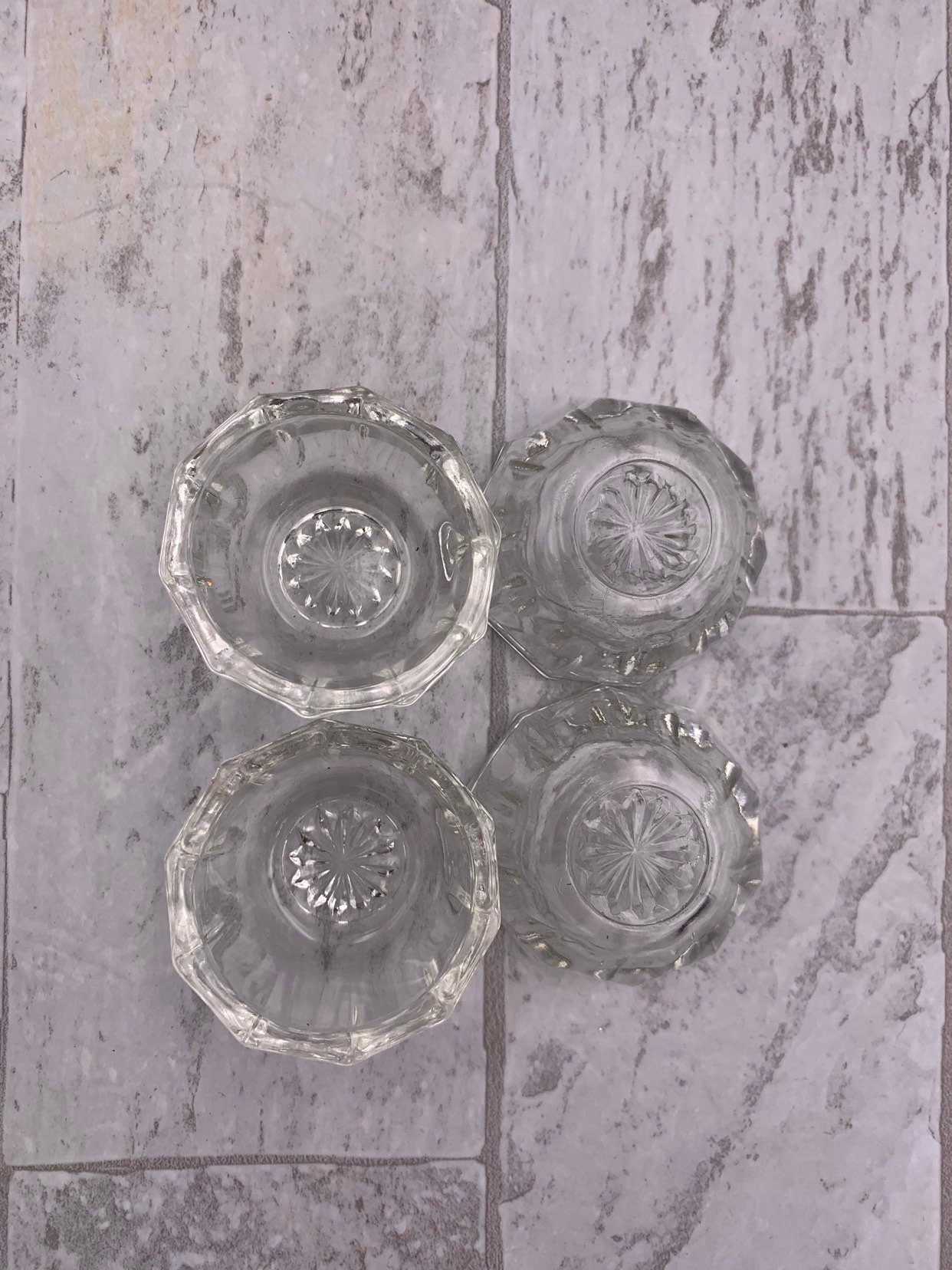 Vintage glass Salt cellars, set of 4 Open salt cellars, pressed glass ...