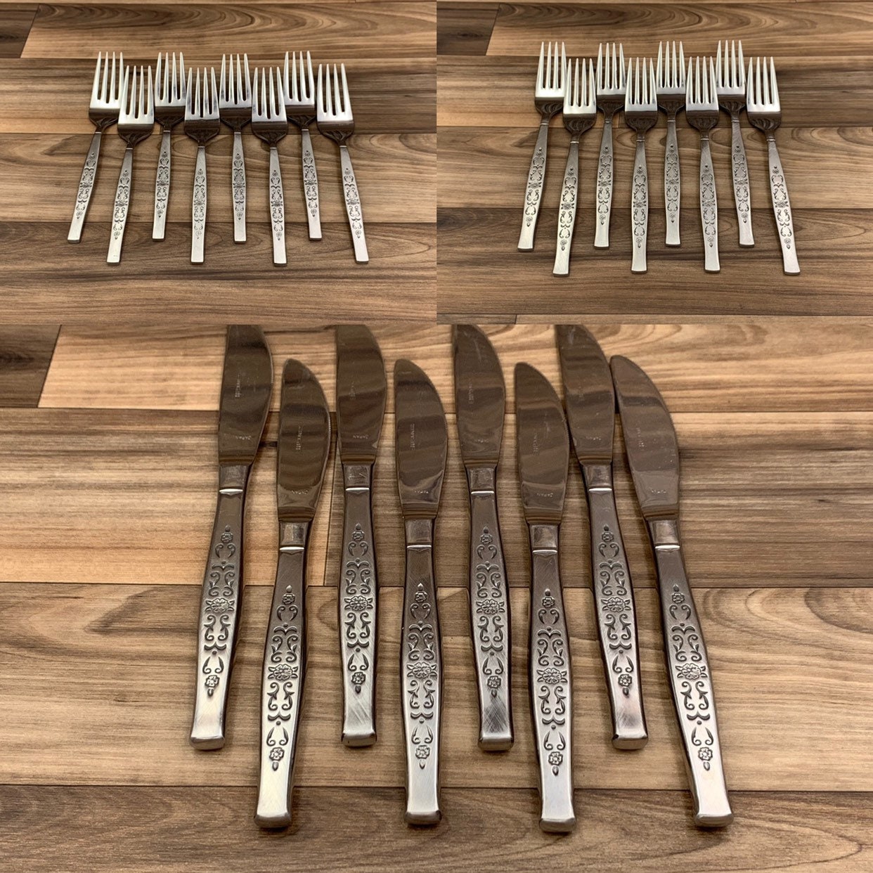 Mid Century Stainless Flatware set by Ekco Dania Floral handle MCM ...